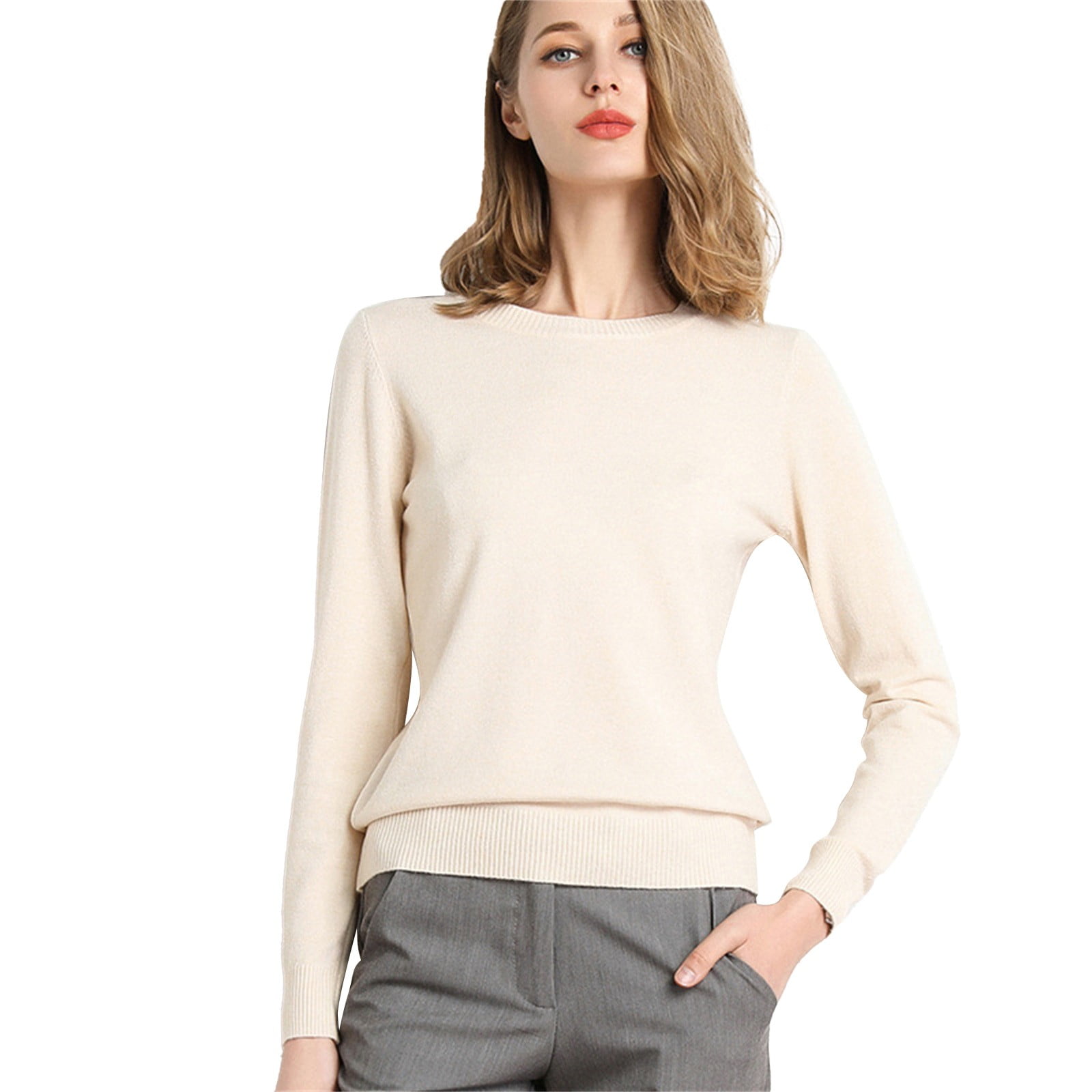 Lokdsa Sweaters for Women Women'S New Round Neck Long Sleeve Loose ...