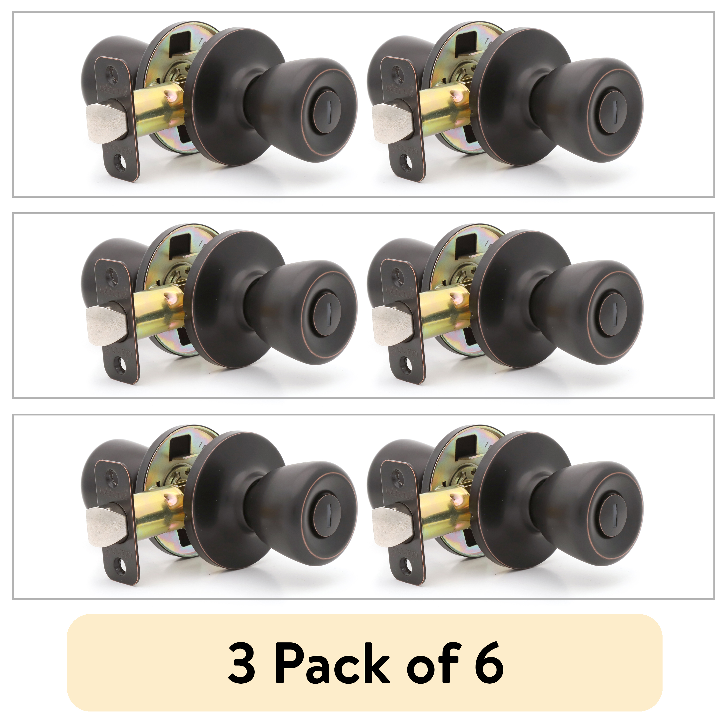 (3 pack) Lokhaus Privacy Tulip Doorknob Oil Rubbed Bronze 1 Twin Pack ...