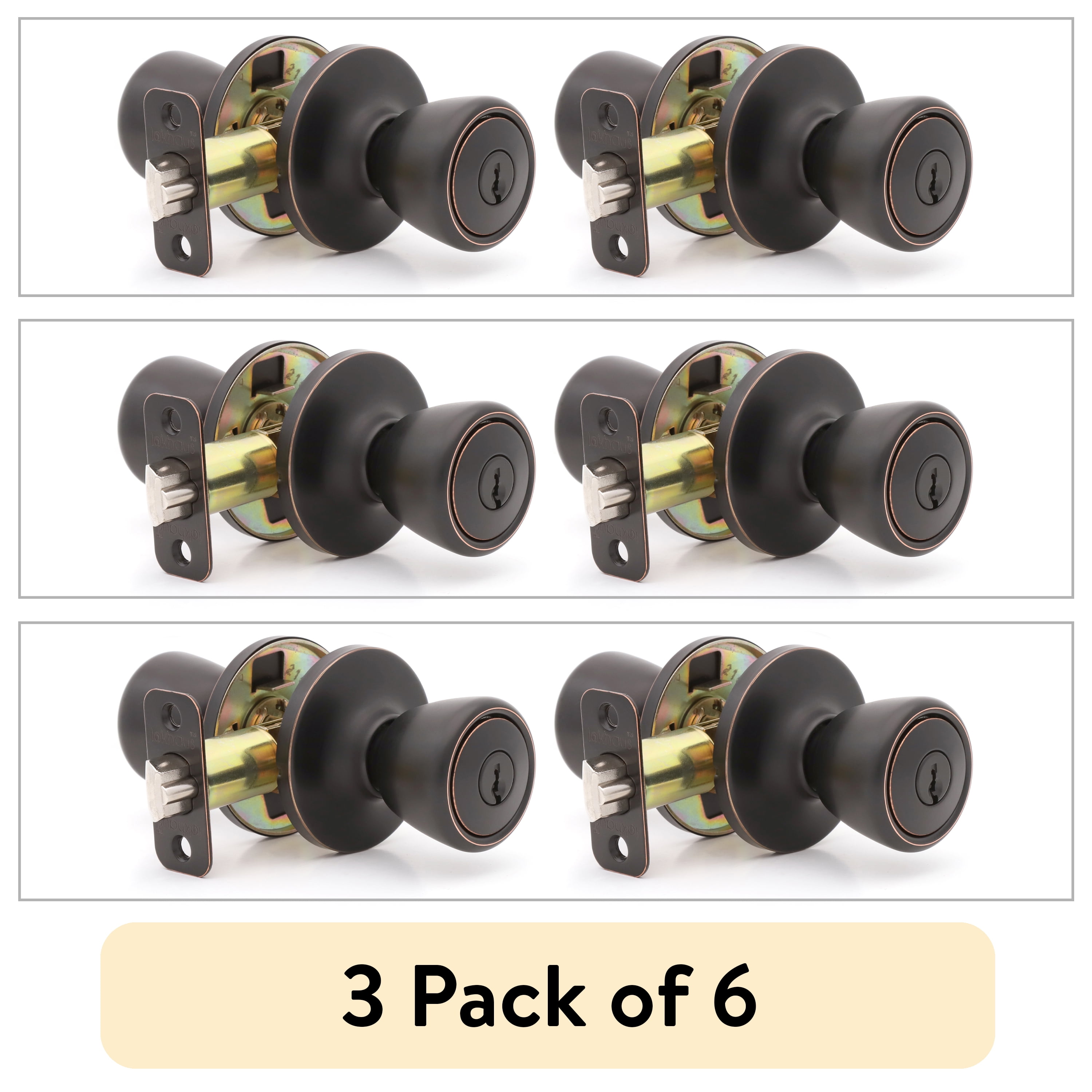(3 pack) Lokhaus (2 Pack Keyed Alike Door Locks) Tulip Entry Doorknob ...