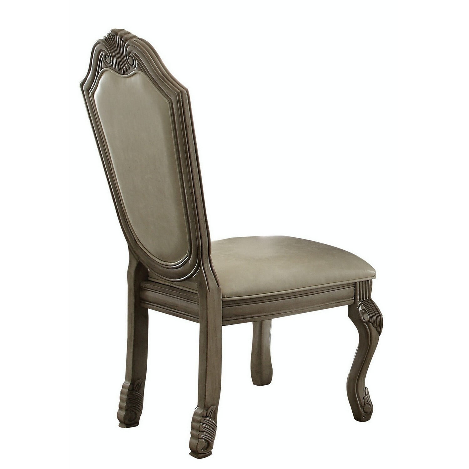 Benjara Loki 29 Inch Dining Chair Set of 2, Antique White, Crown Top ...