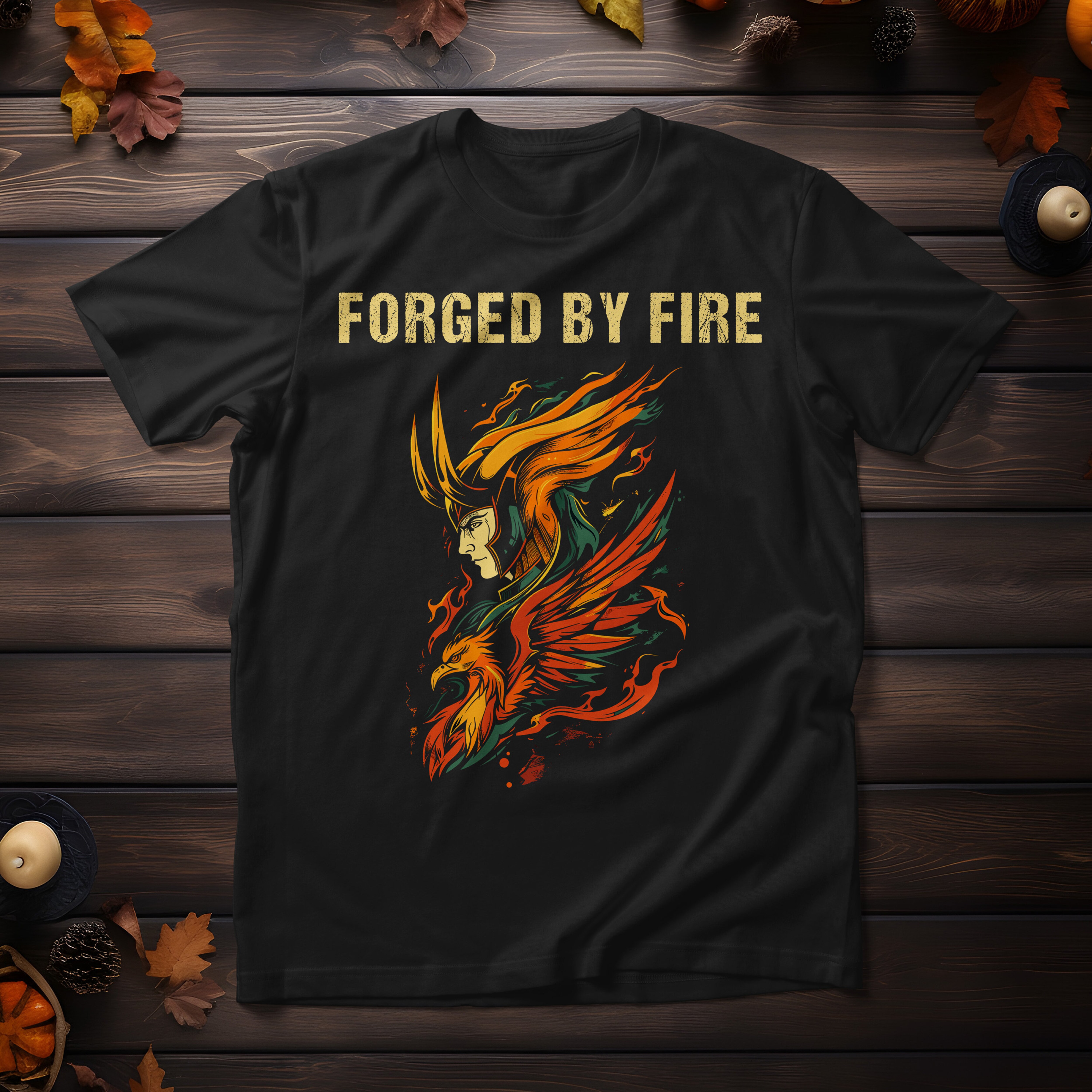 Loki And Phoenix Forged By Fire T-Shirt, Vintage Mythology Tee, Trendy Graphic Style - Walmart.com