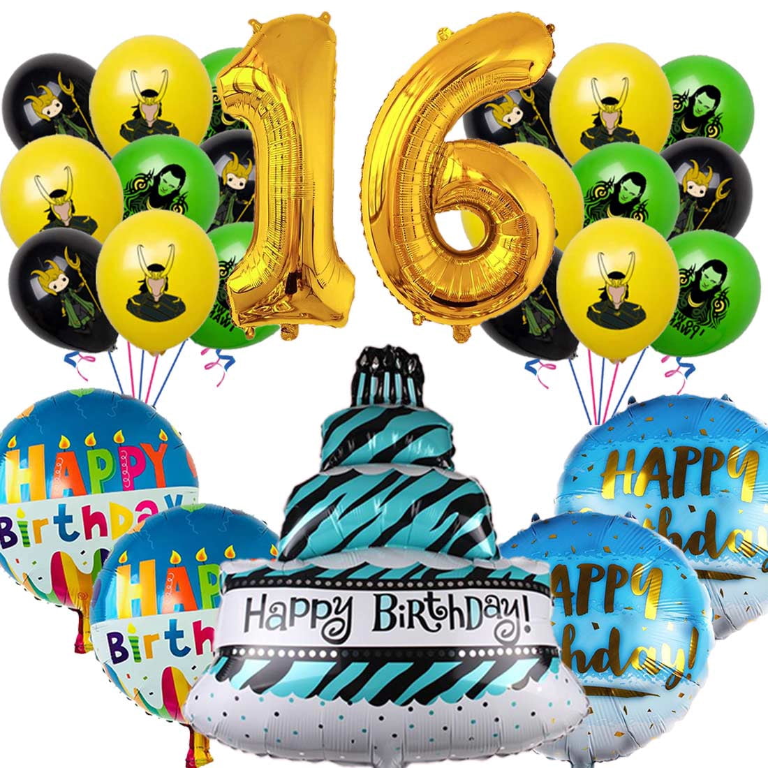Loki Balloons Party Supplies 16th Big Number Decorations Decor Kit ...