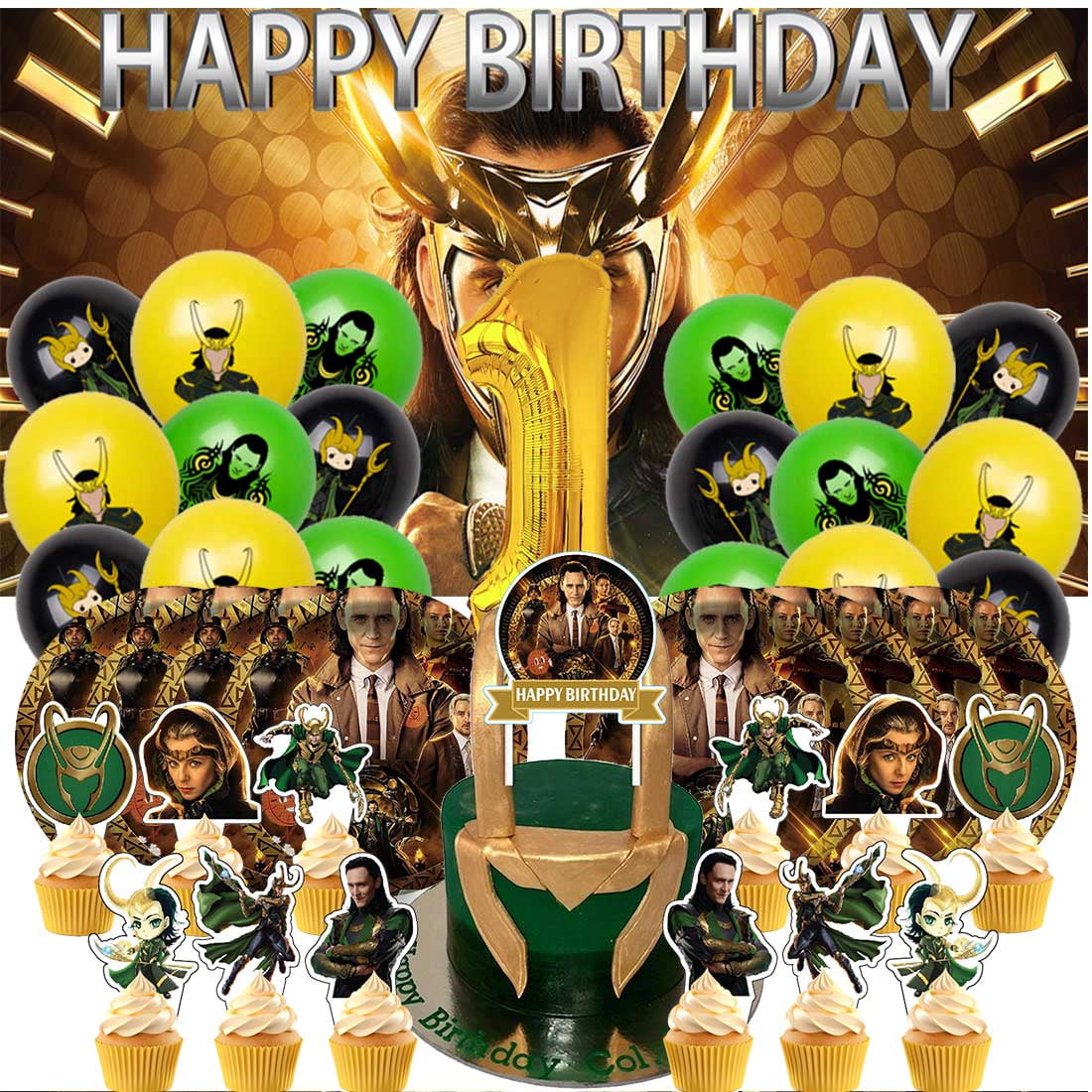 Loki Balloons Party Supplies 1st Decor Tableware Birthday Cake Topper ...