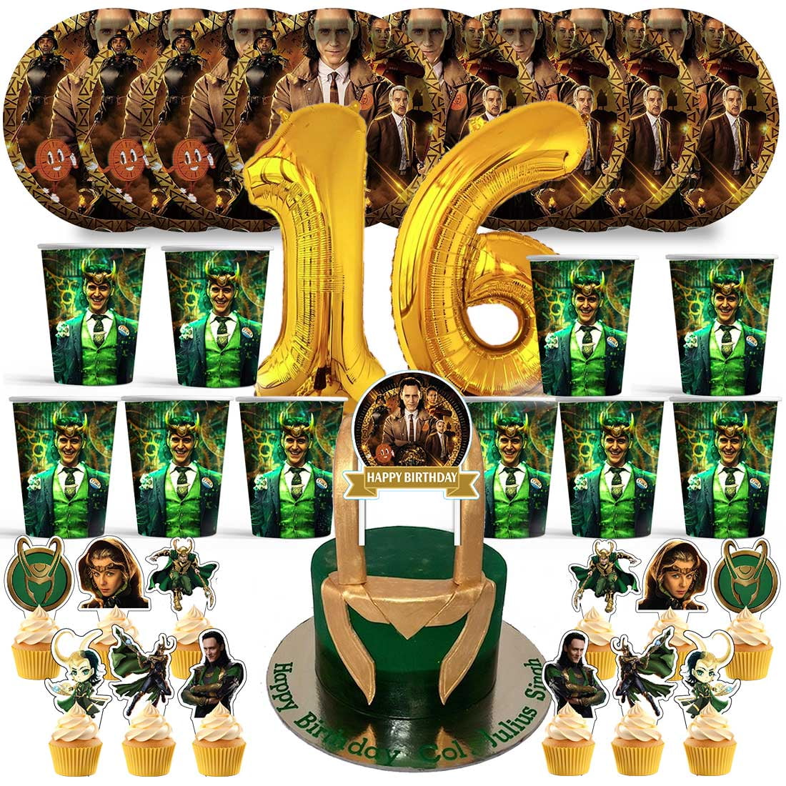 Loki Birthday 16th Cups Party Supplies Plates Fans Decorations Cake ...