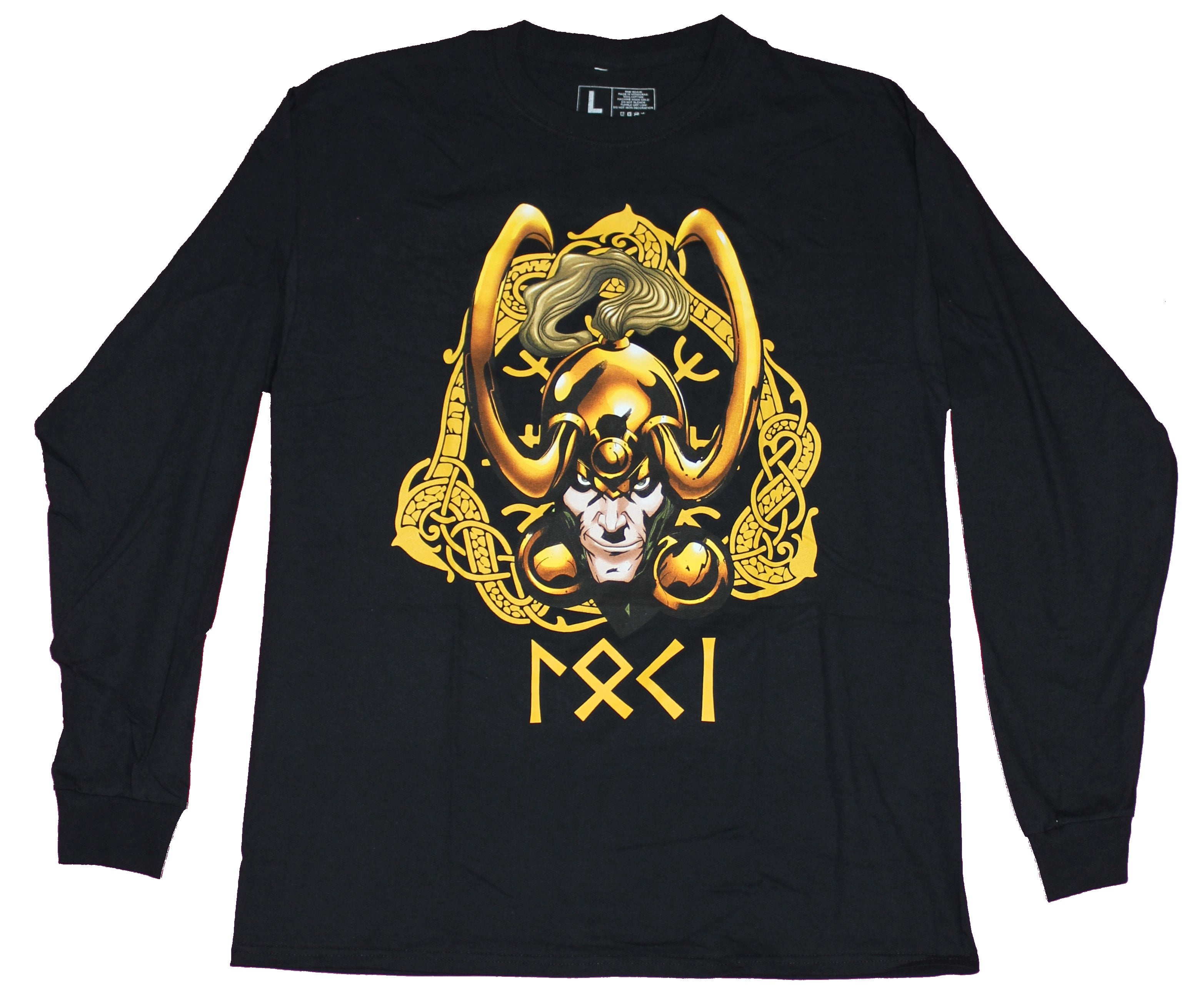 Loki Marvel Comics Mens Long Sleeve T-Shirt- Ornate Loki Face (2X-Large ...