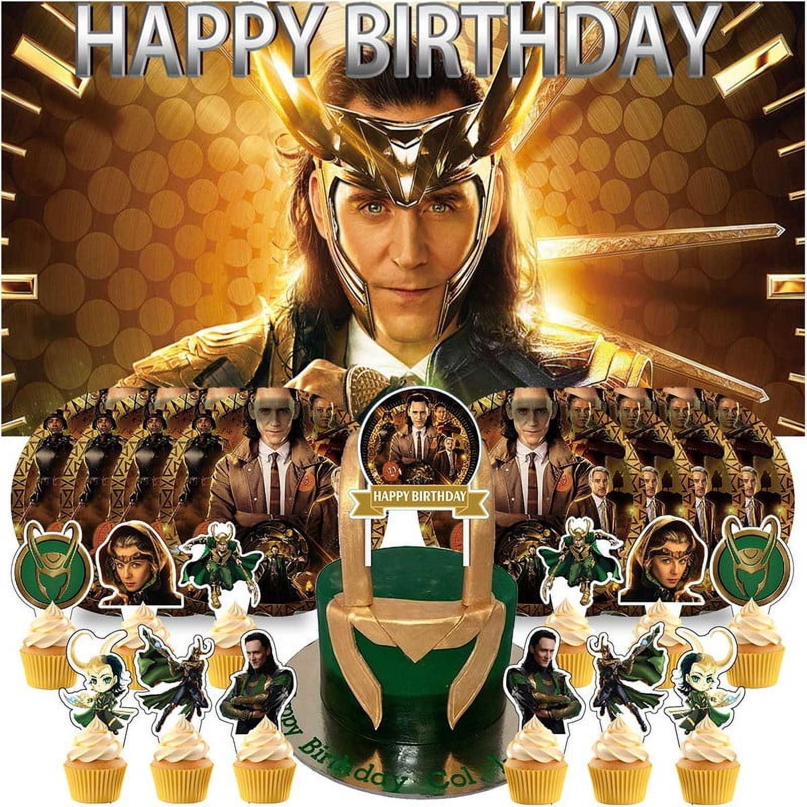 Loki Party Decor Decorations Plates Background Cake Topper Fans Banner ...