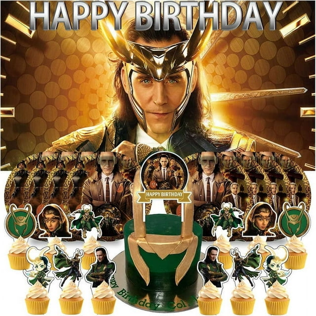 Loki Party Decor Decorations Plates Background Cake Topper Fans Banner ...
