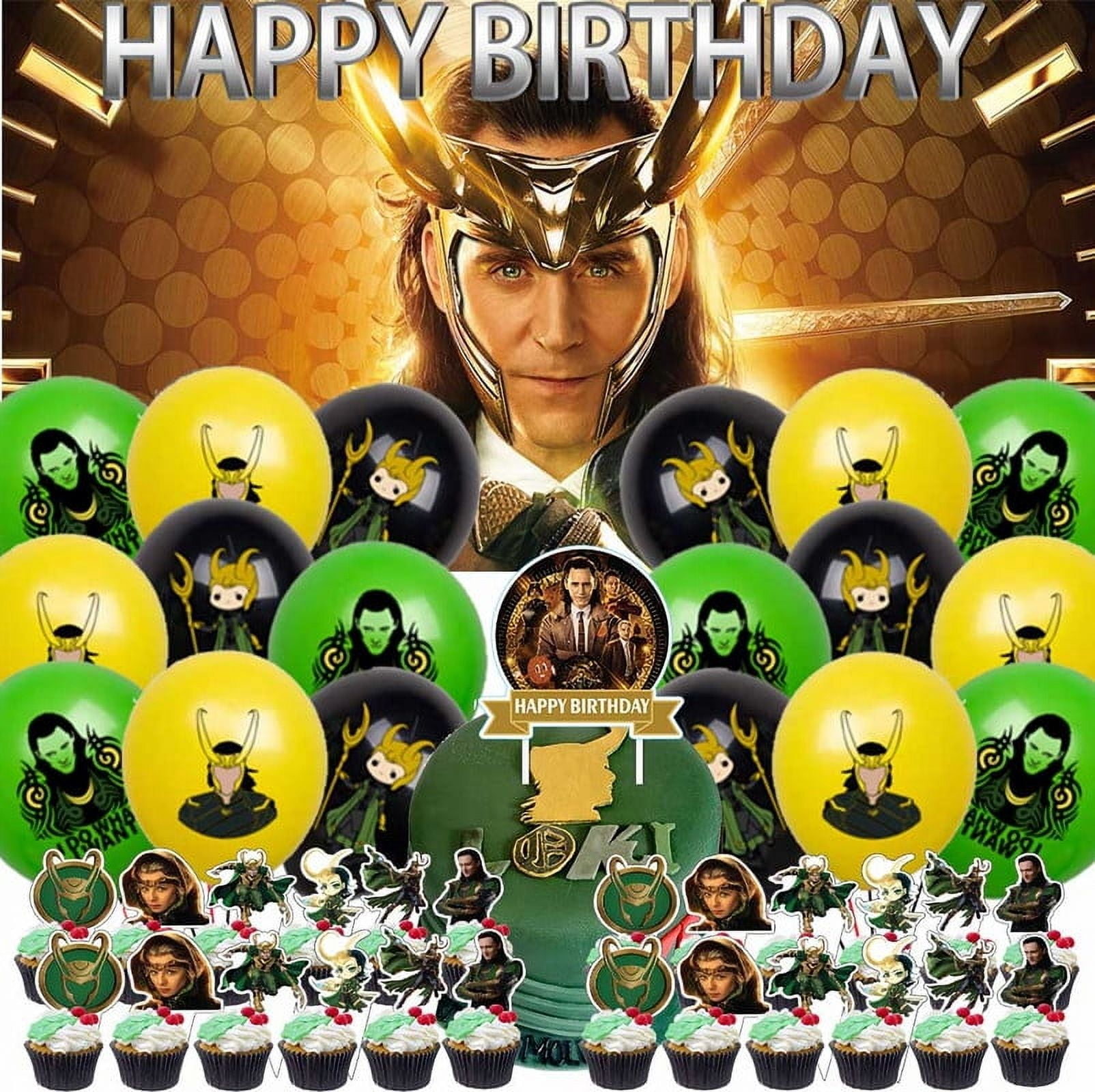 Loki Party Supplies Decor Cake Topper Birthday Backdrop Balloons ...