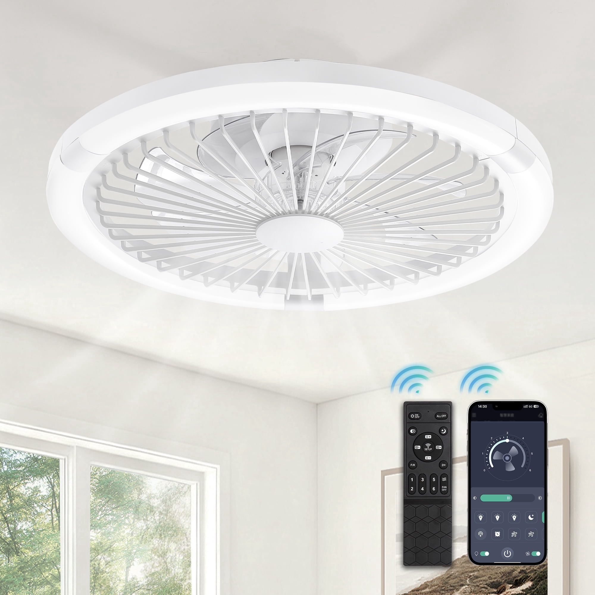 Lokivas 20in Ceiling Fan with Lights and Remote Control, Low Profile ...