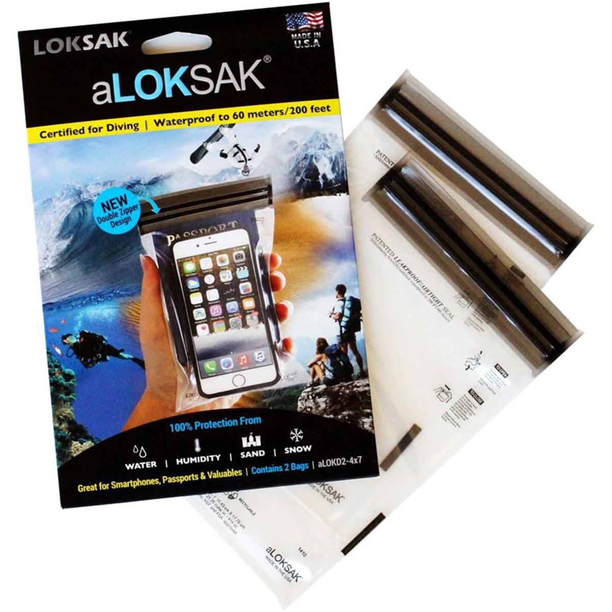 Loksak aLoksak Resealable Waterproof Storage Bags (2 Pack) - 4" x 7 ...