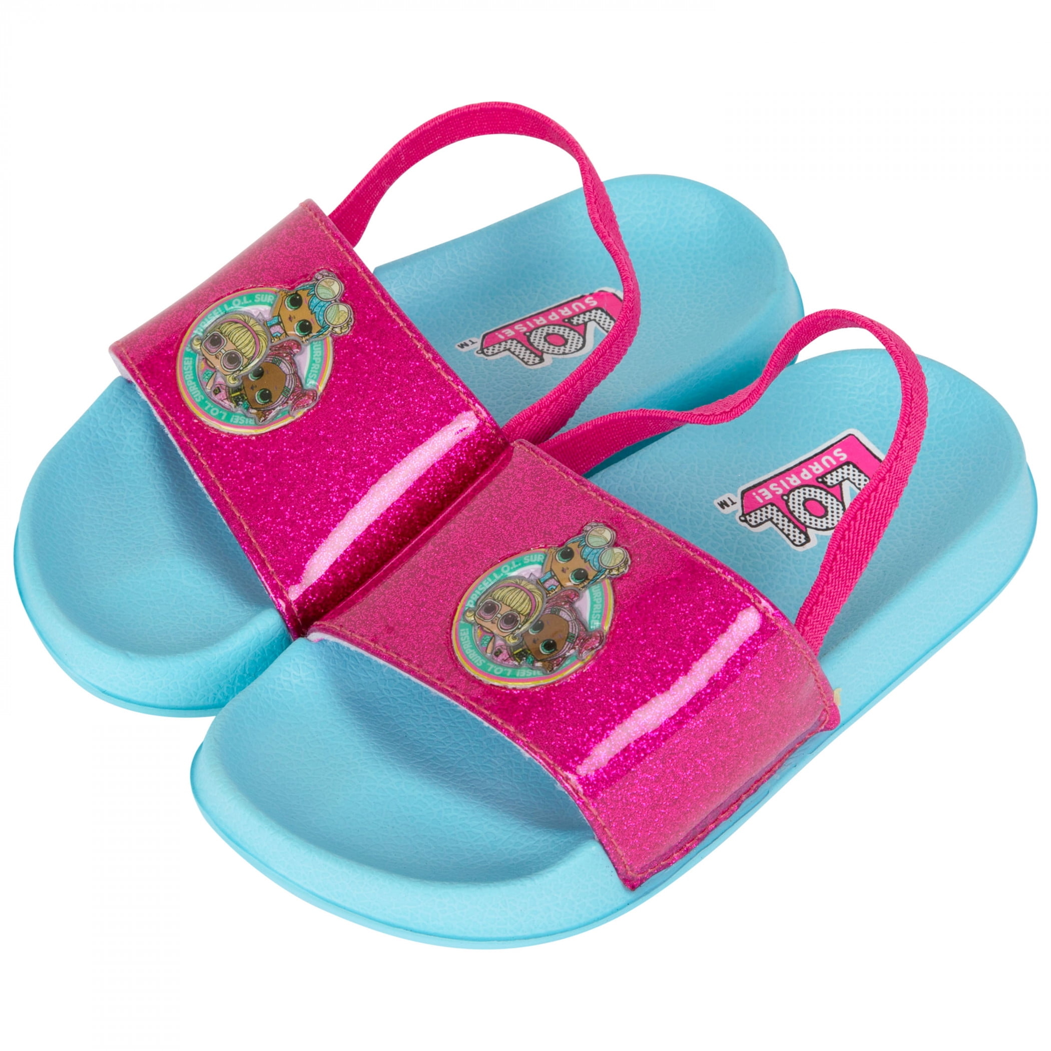 L.O.L. Surprise!, Kids Slide Sandals, Aqua Design, Blue and Pink ...