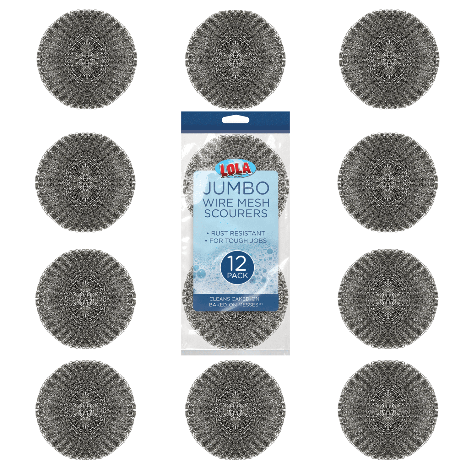 Lola JUMBO 4" Galvanized Steel Knitted Flat Wire Wire Mesh Scouring Pad ...