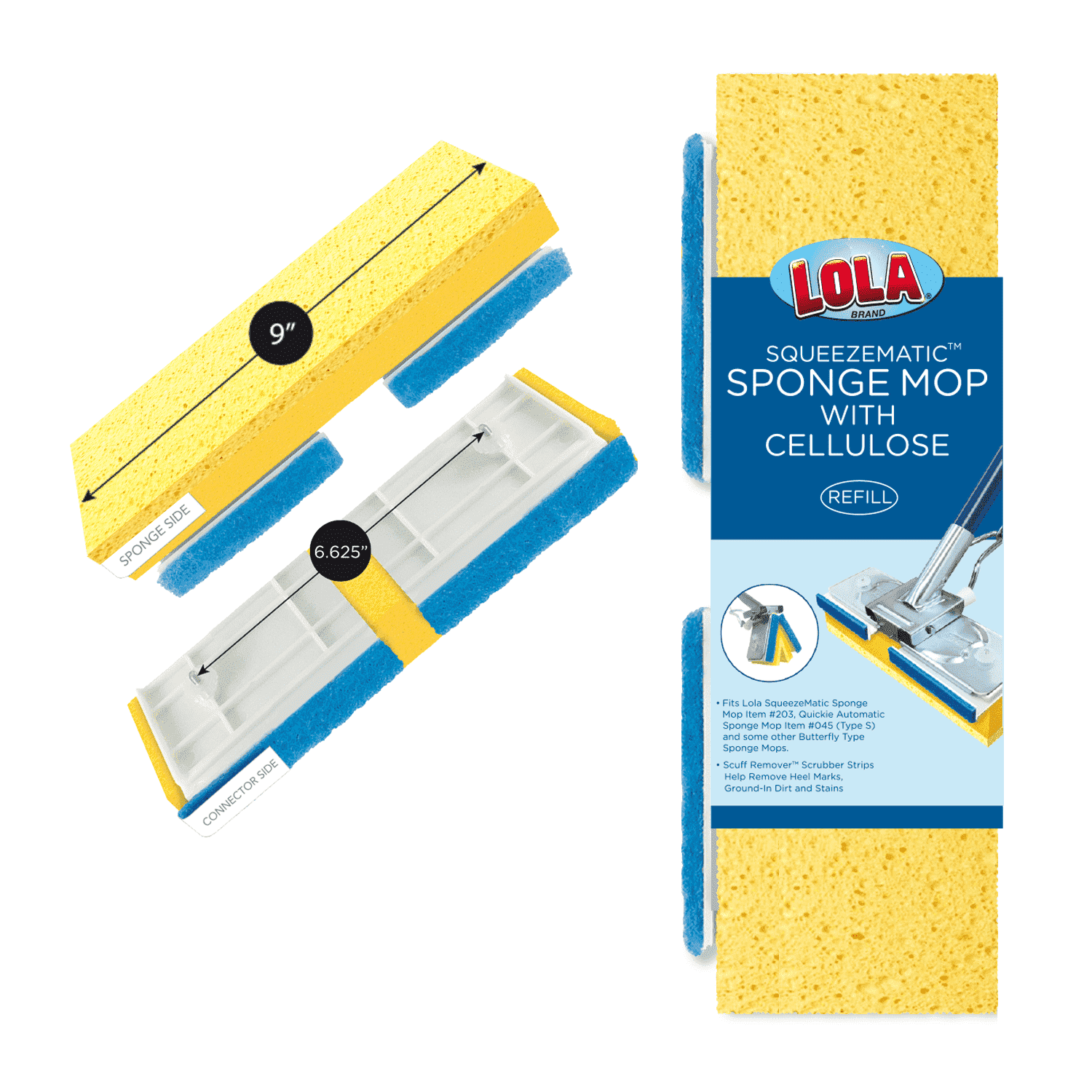 Lola Products Cellulose SqueezeMatic Butterfly Mop Refill for Quickie ...