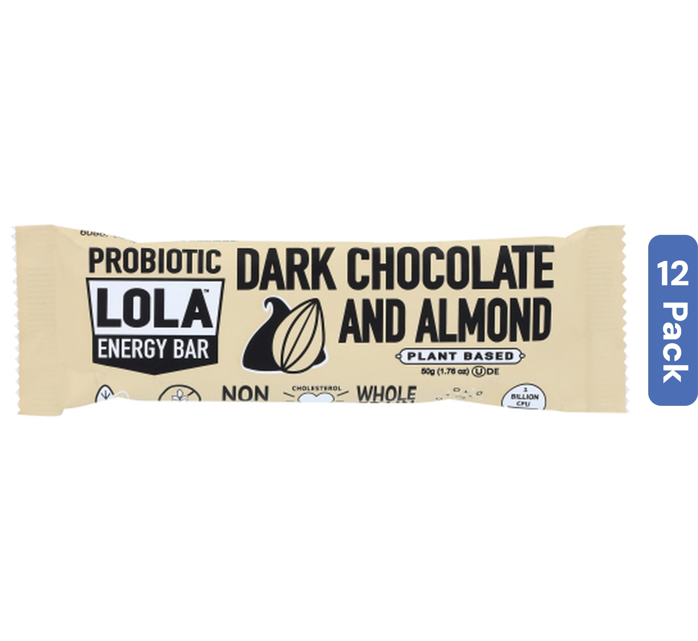 Lola Snacks Probiotic Bar Dark Chocolate Almond 1.76 oz (Pack Of 12 ...