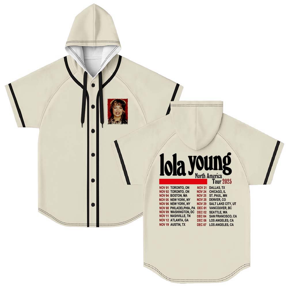 Lola Young North America Tour 2025 Merch Hooded Baseball Jersey Short ...
