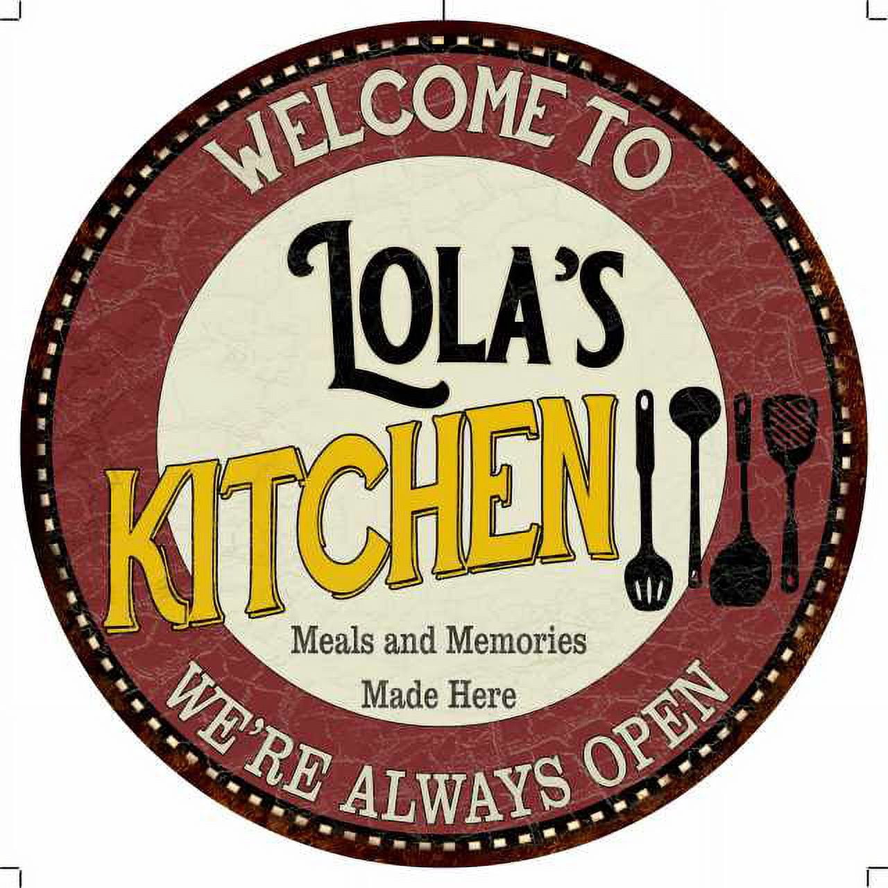 Lola's Kitchen 14" Round Metal Sign Bar Game Room Wall Decor ...