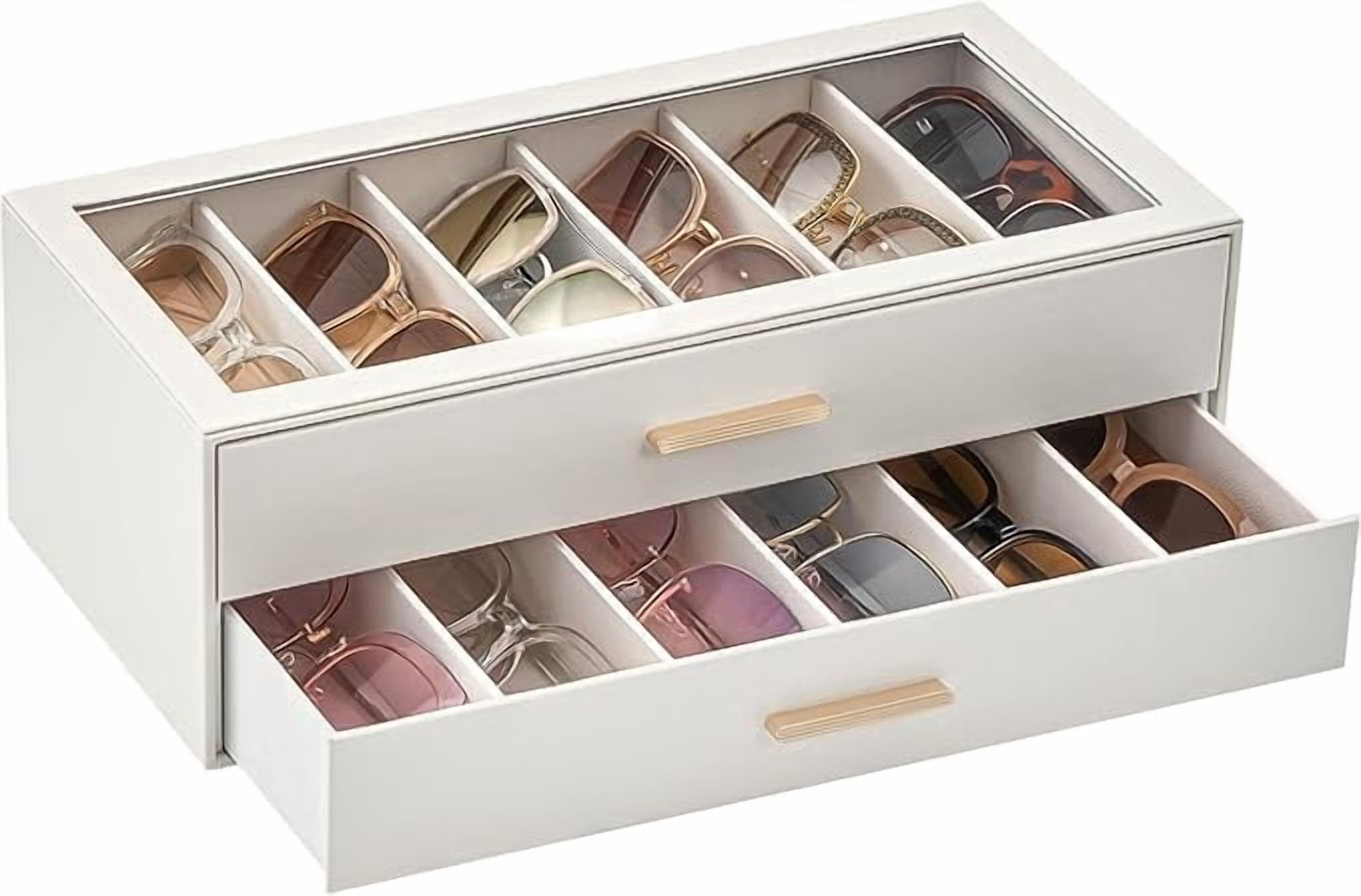 Lolalet 12 Slots 2-Layer Sunglass Organizer with Clear Top Lid Display ...
