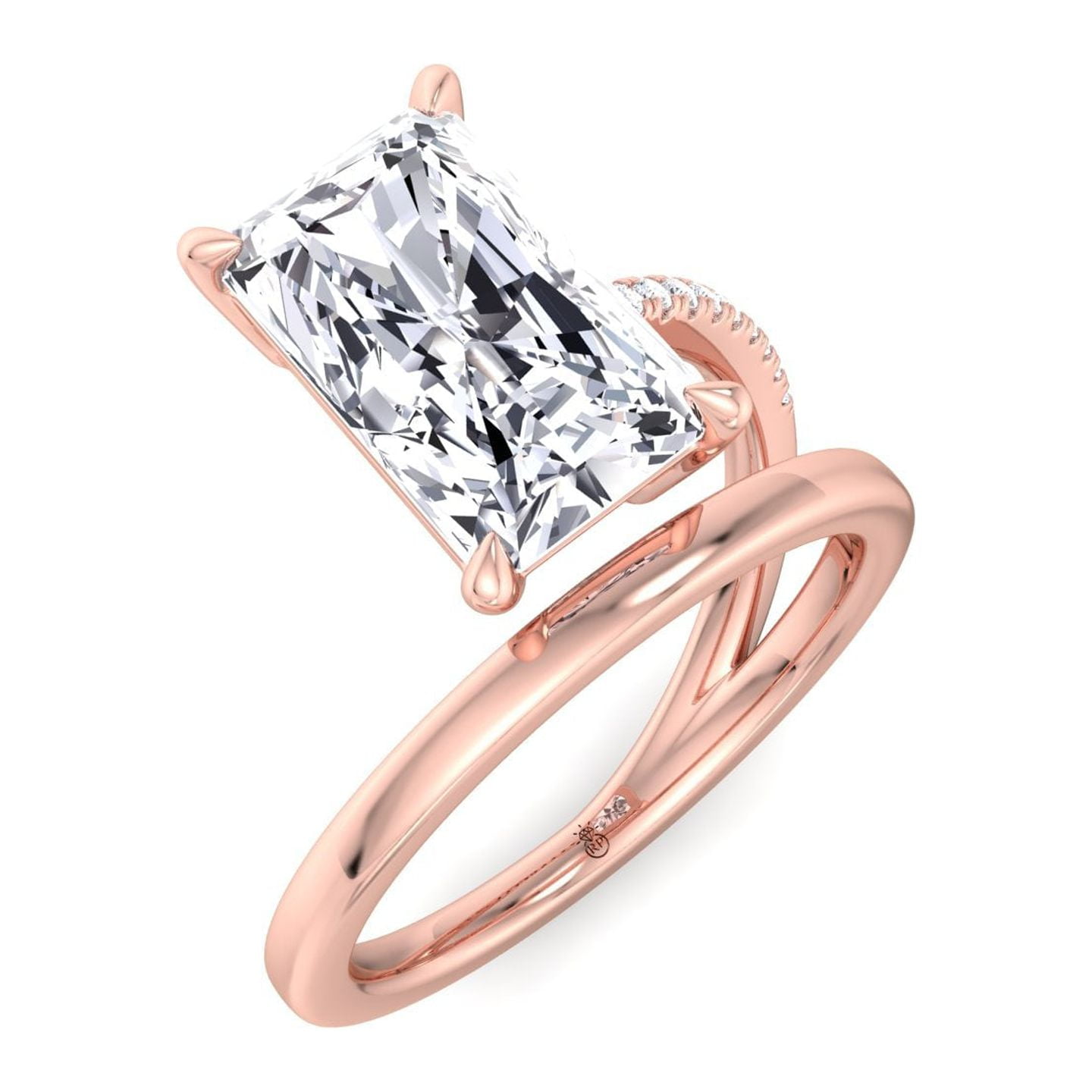 Loland - Double Thin Twist Band Emerald Cut Moissanite Lab- Diamond ...