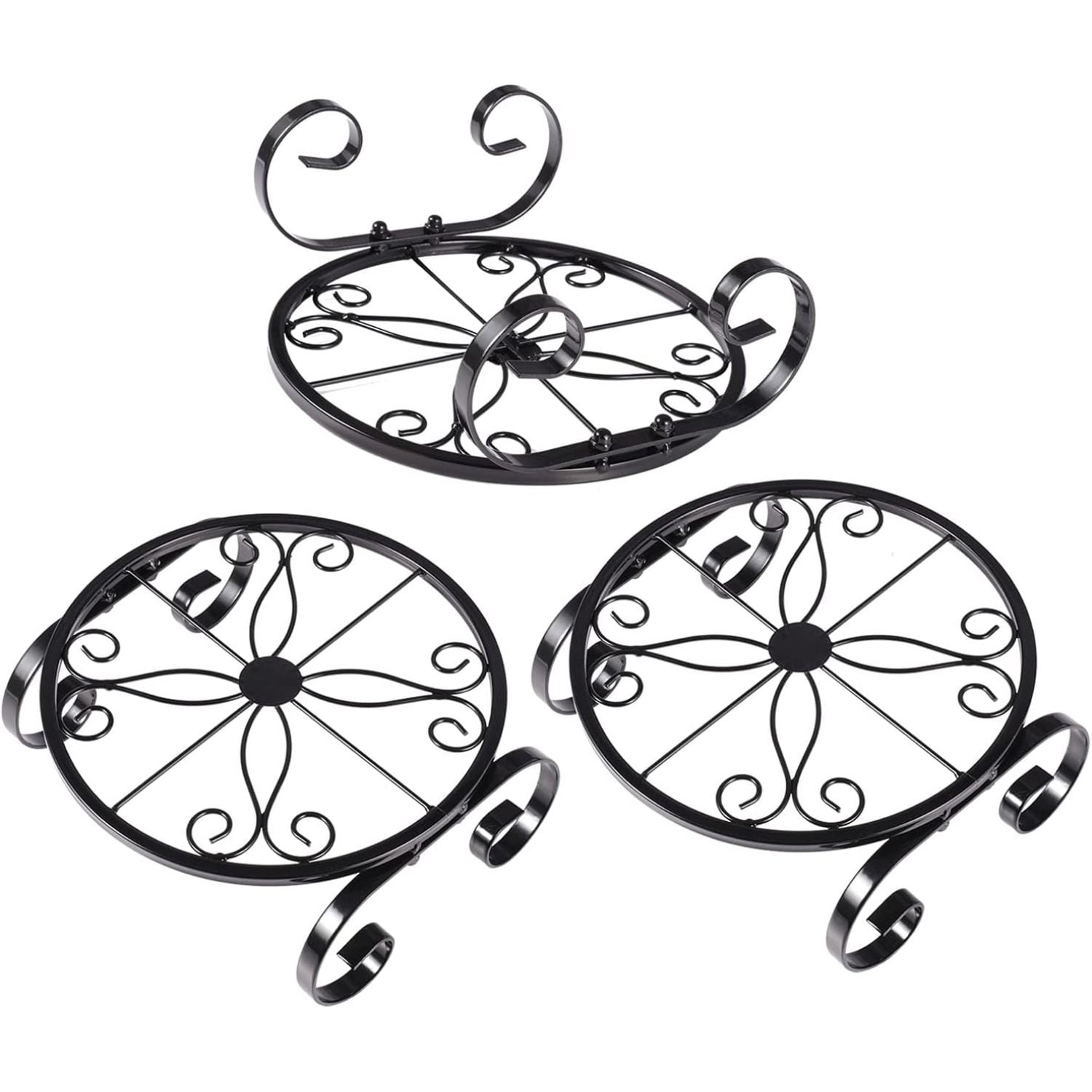 LoleeQiu 3 Pack 9 Inches Metal Plant Stands, Heavy Duty Plant Riser ...