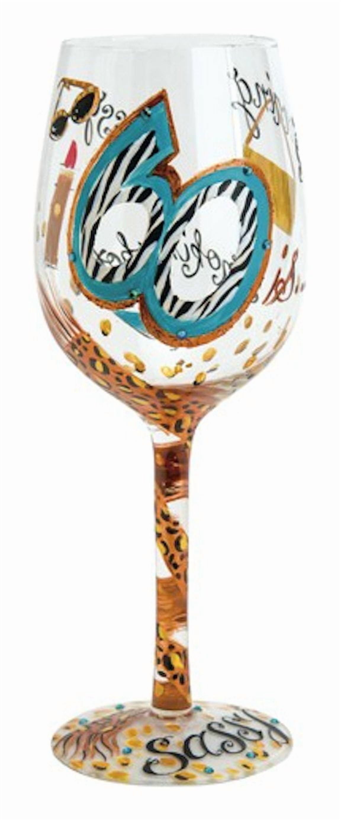 Enesco Lolita 60 and Sassy Hand Painted Birthday Wine Glass 15oz ...