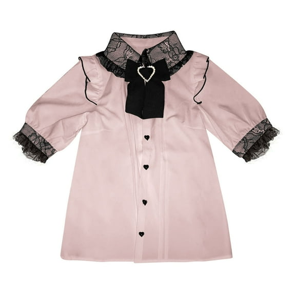 Lolita Fashion Women Blouse Lace Short Puff Sleeve Shirt Gothic Kawaii ...