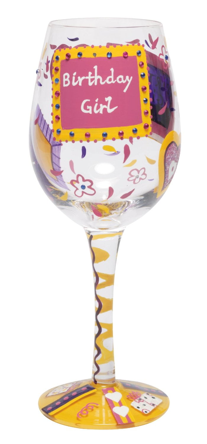 Tabletop Birthday Girl Hand-Painted Wine Glass, 15 oz, Unique Recipe ...