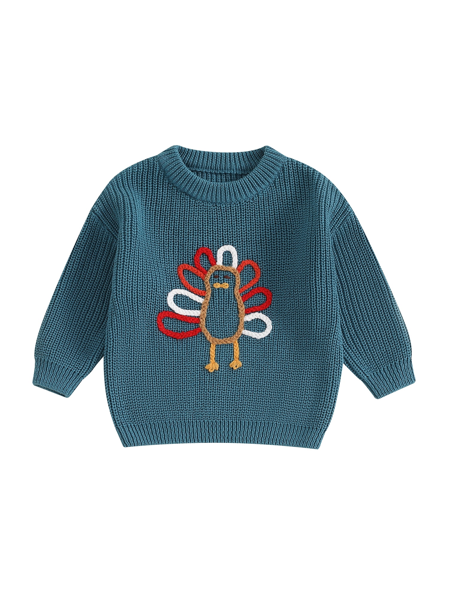 Loliuicca Baby Boy Girl Thanksgiving Sweater Turkey Embroidery Long ...