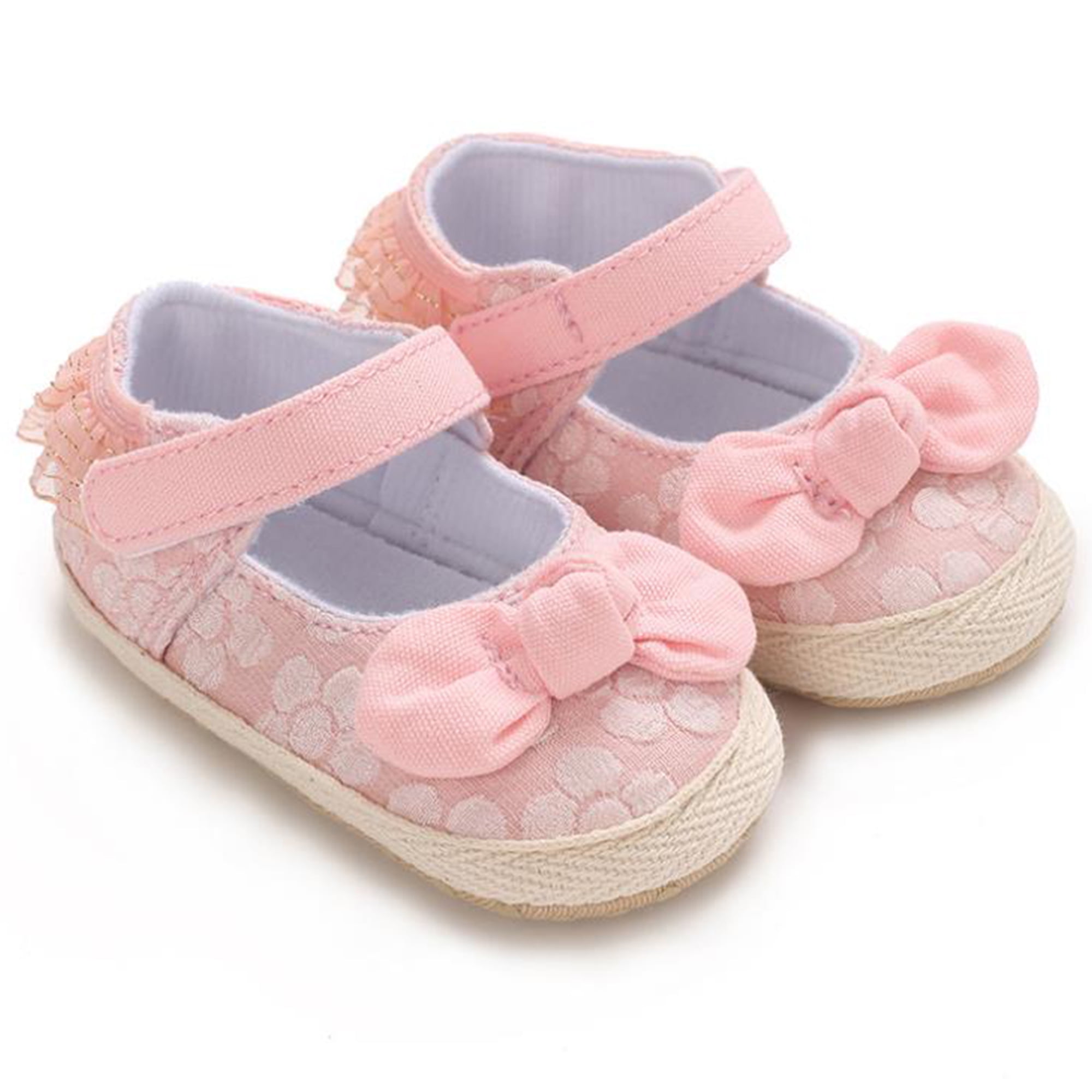 Loliuicca Baby Girl First Walking Canvas Shoes Bow Ruffle Mary Jane ...