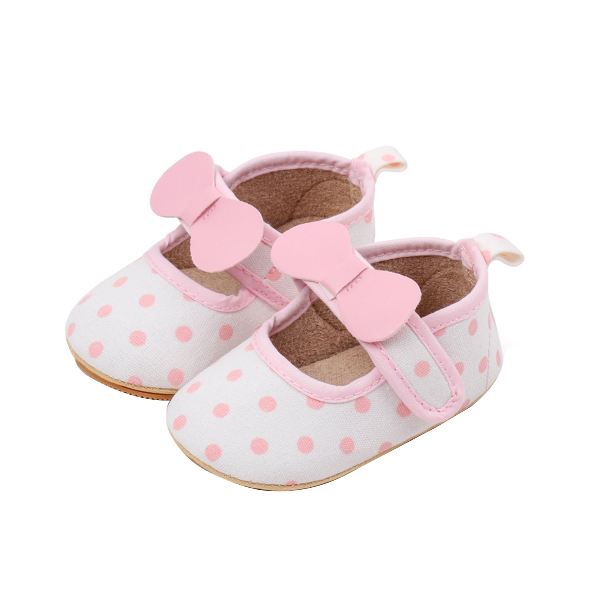 Loliuicca Baby Girl Flats with Bows Soft Soles Cute Dot Print Mary Jane ...