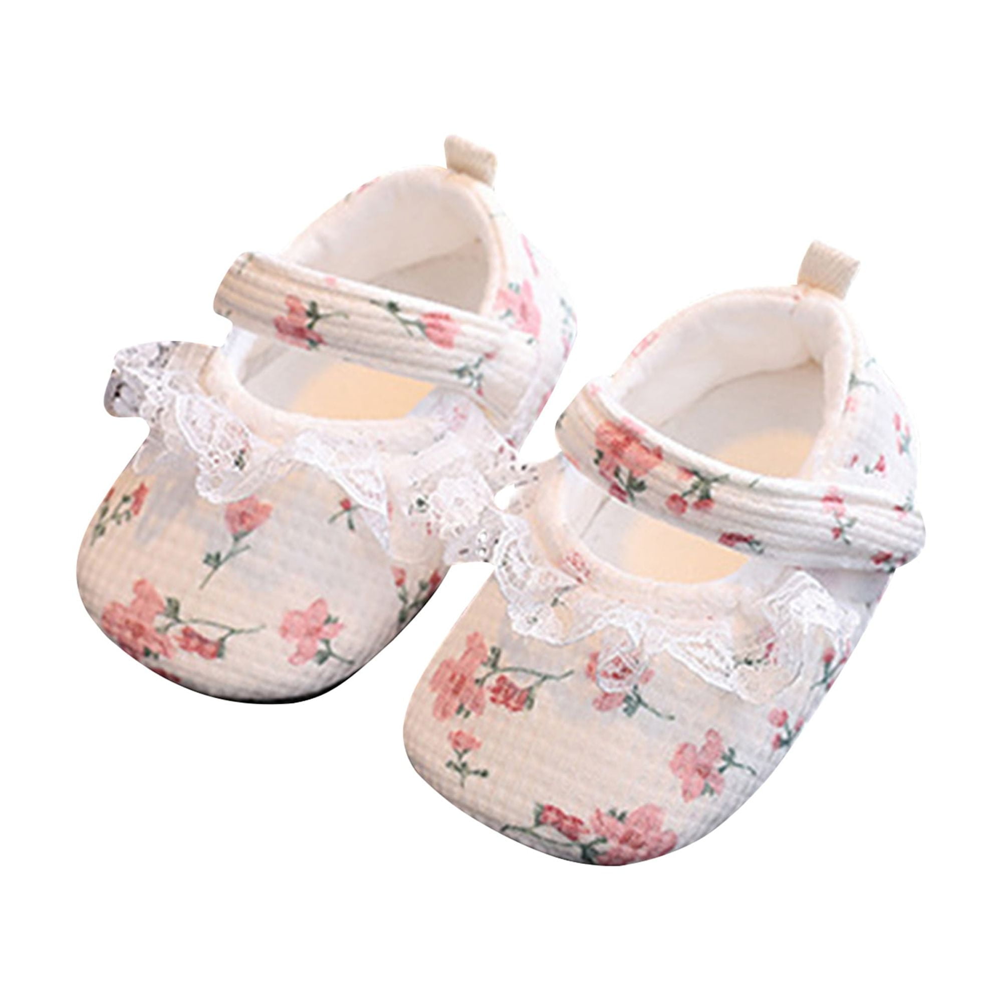 Loliuicca Baby Girl Mary Jane Flats Cute Floral Print Dress Shoes Crib ...