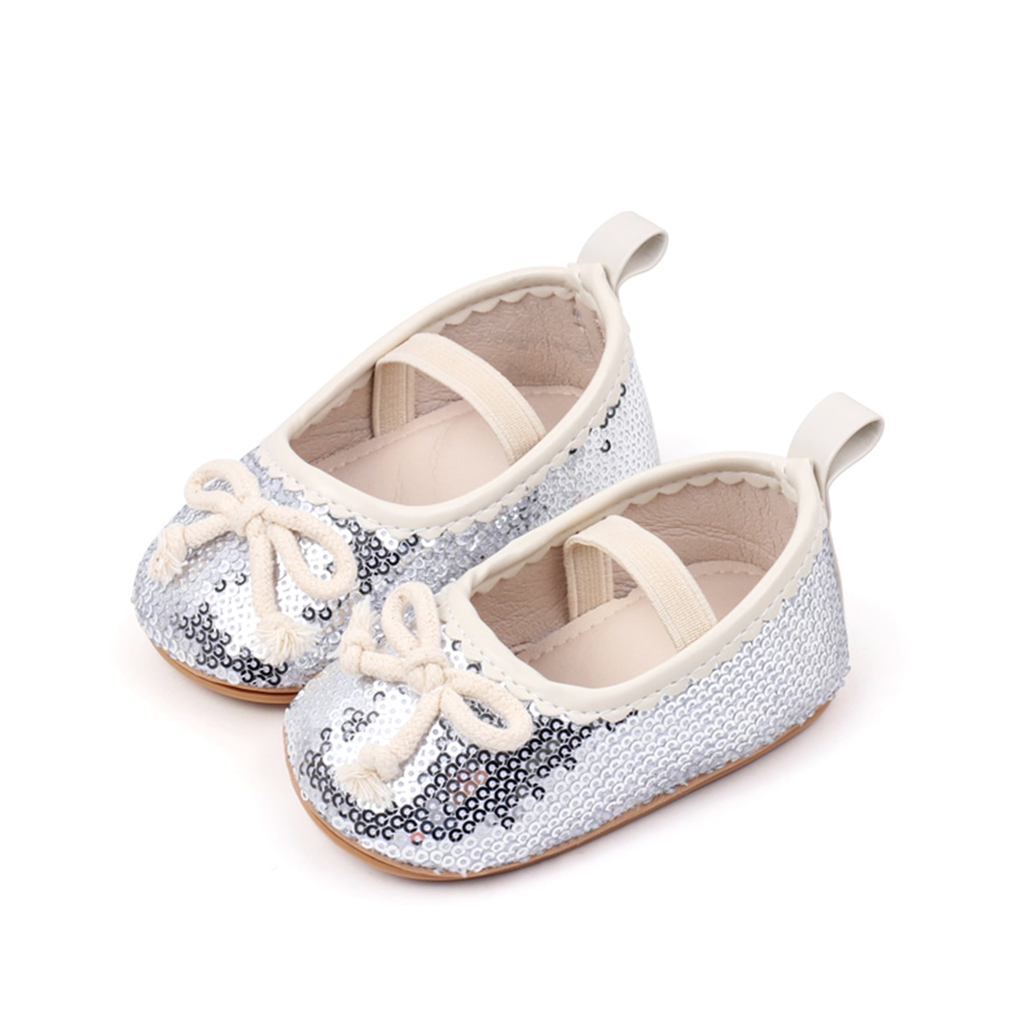 Loliuicca Baby Girl Mary Jane Shoes Bow Sparkly Sequin Walking Shoes ...