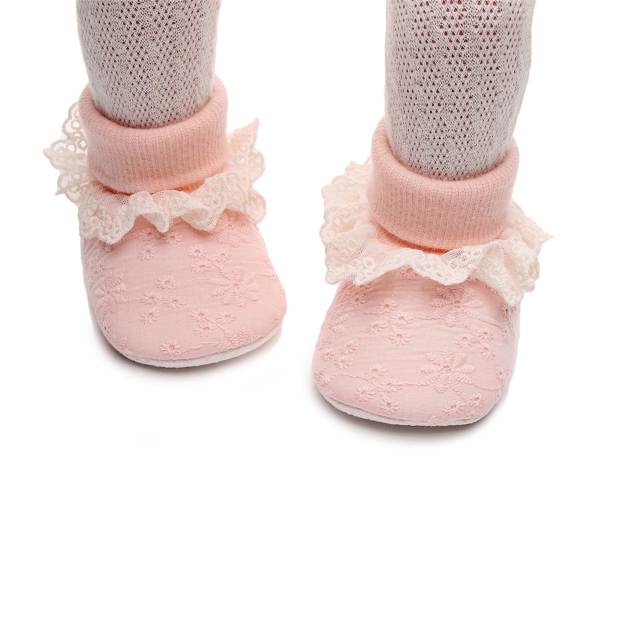 Loliuicca Baby Girl Sock Shoes Lace Trim Flower Embroidery Walking ...
