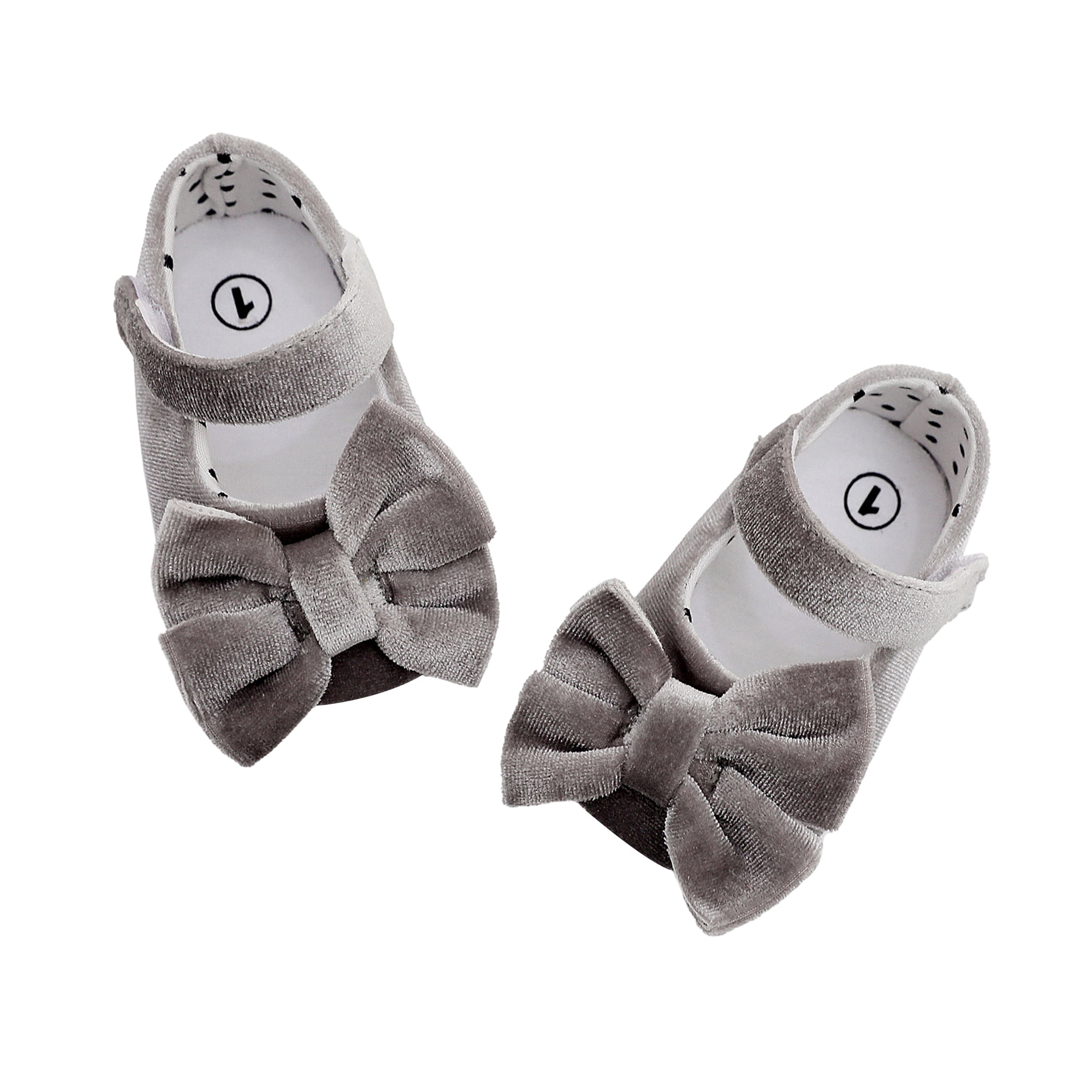 Loliuicca Baby Girls Princess Shoes, Soft Velvet Bow First Walker Shoes ...