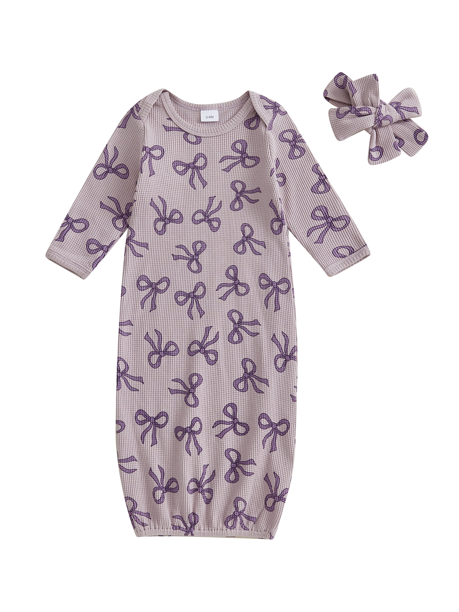 Loliuicca Baby Sleeper Gown with Headband Set Bow/Strawberry Print ...
