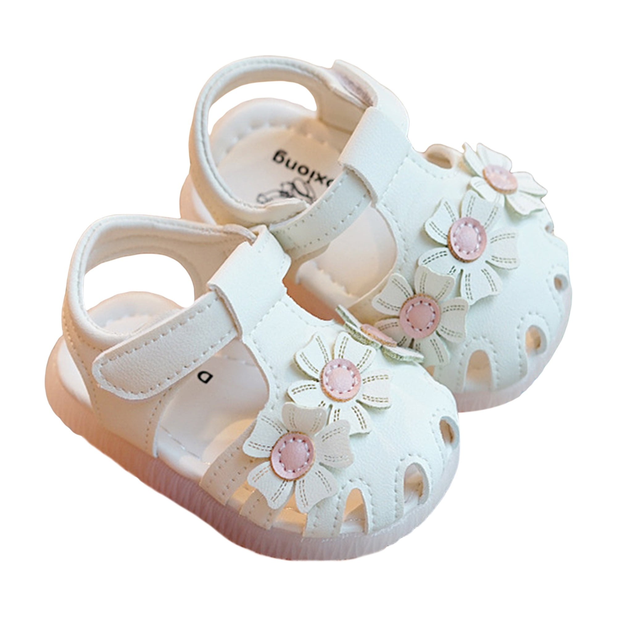 Loliuicca Girl Summer Sweet Sandals Anti-slip Sole Closed-Toe Flower ...