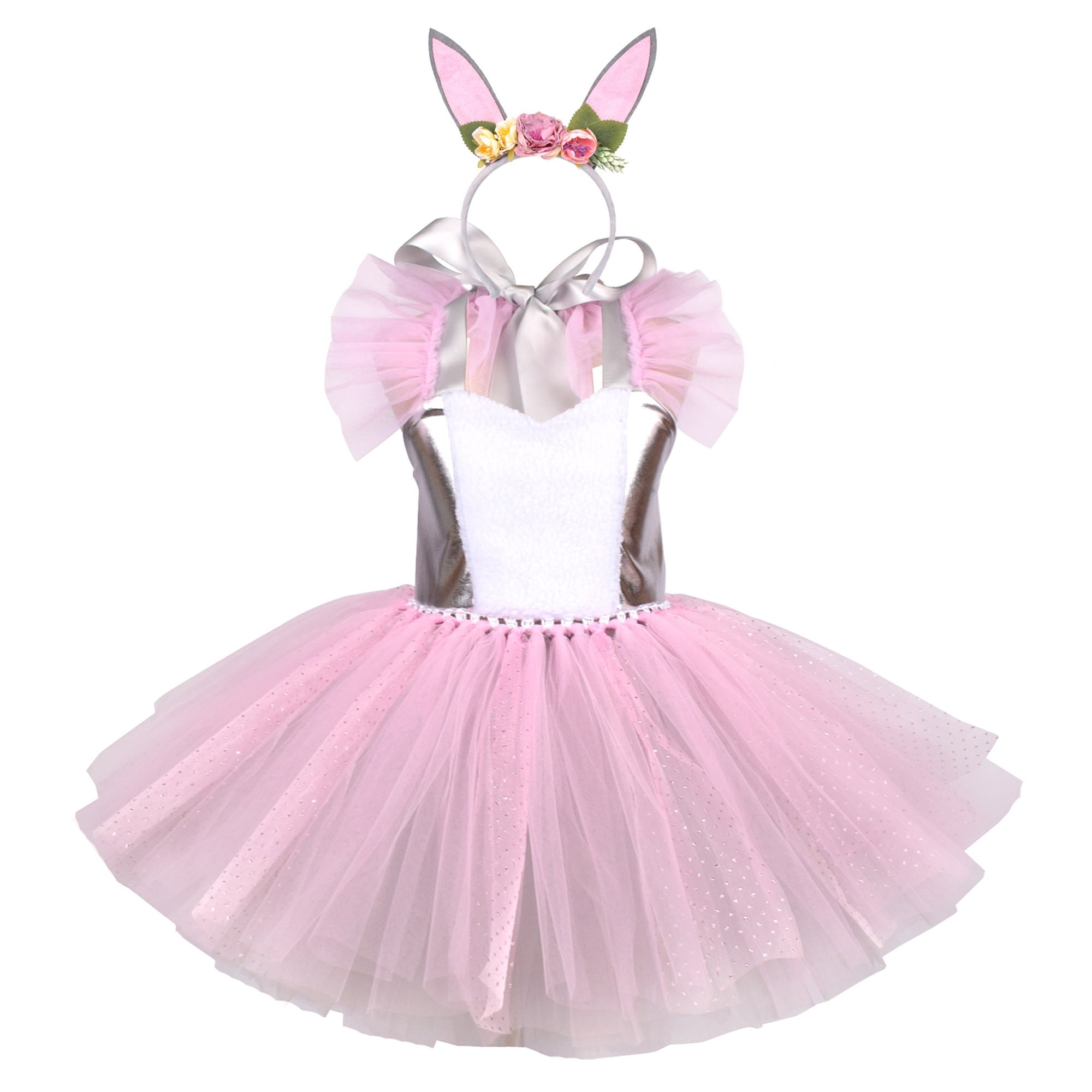 Loliuicca Girls Easter Bunny Costume Deluxe Tulle Dress with Rabbit ...