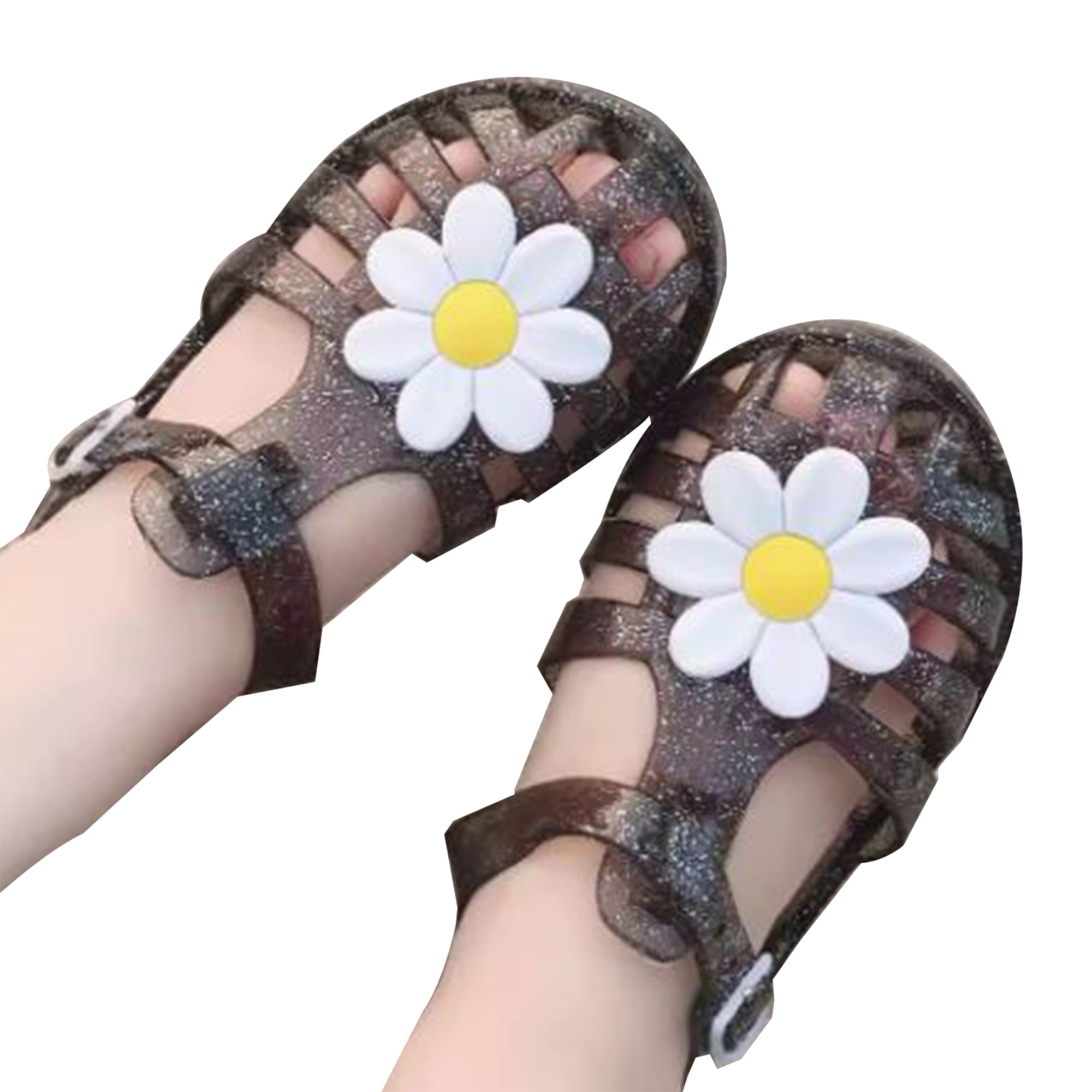 Loliuicca Girls Jelly Sandals Closed Toe Hollow Daisy Beach Summer ...