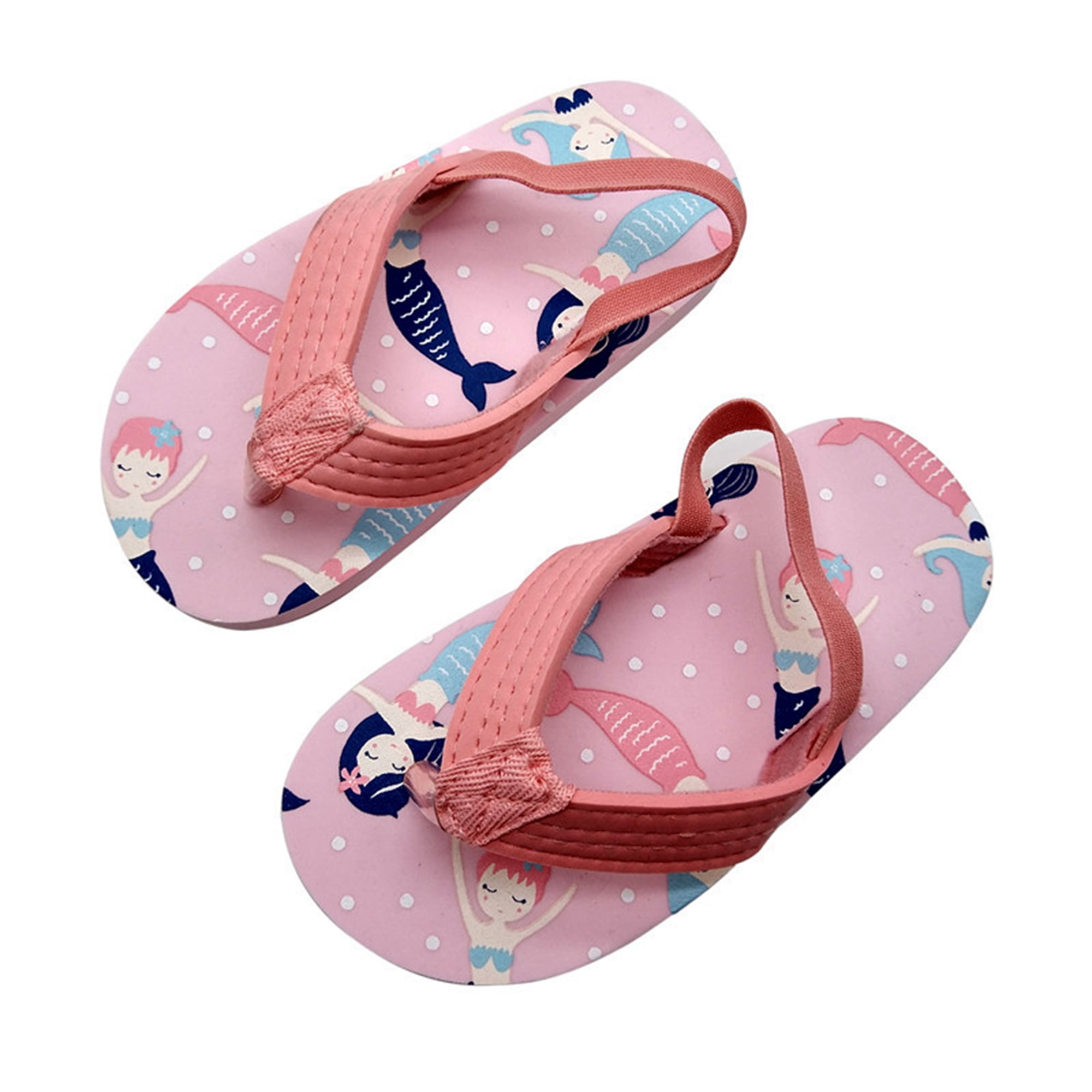 Loliuicca Kids Girls Flip Flop Sandals Cute Cartoon Mermaid Anti-Slip ...