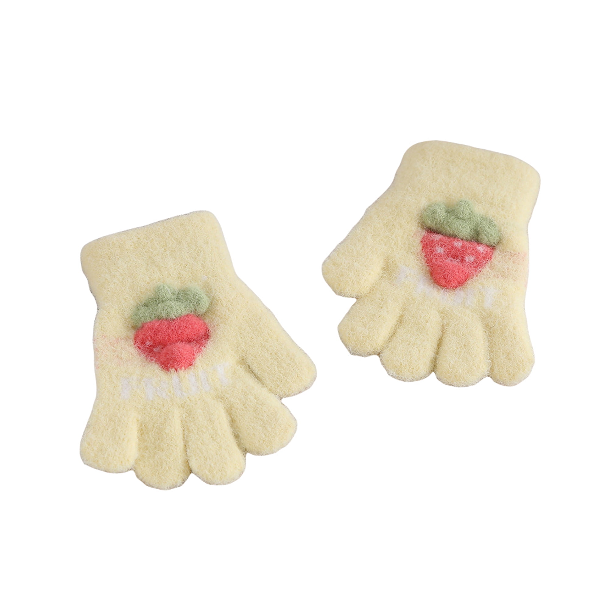 Loliuicca Kids Girls Winter Gloves, Cute Strawberry Soft Knit Warm ...
