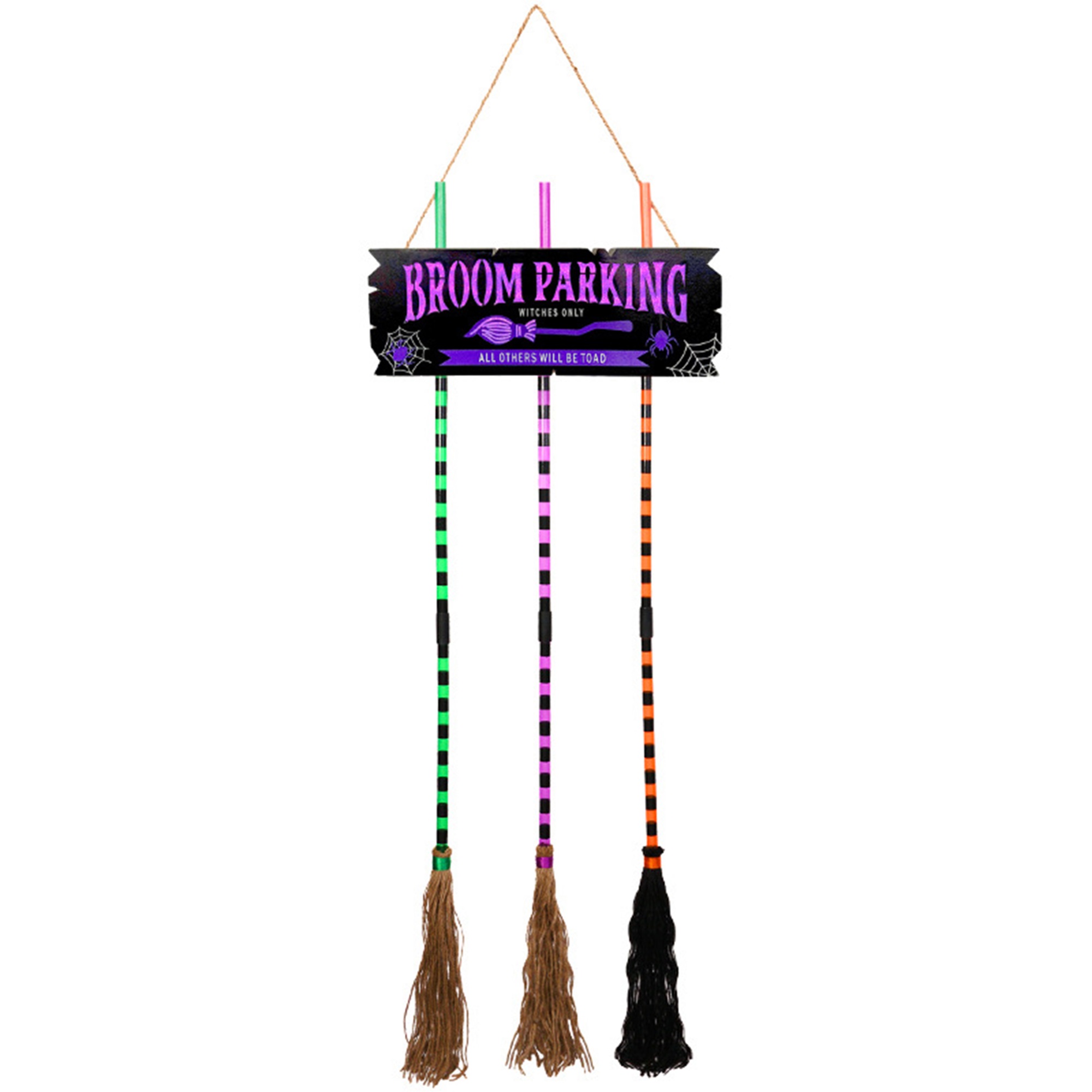 Loliuicca Lighted Halloween Broom Parking Sign with 3 Witches Brooms ...