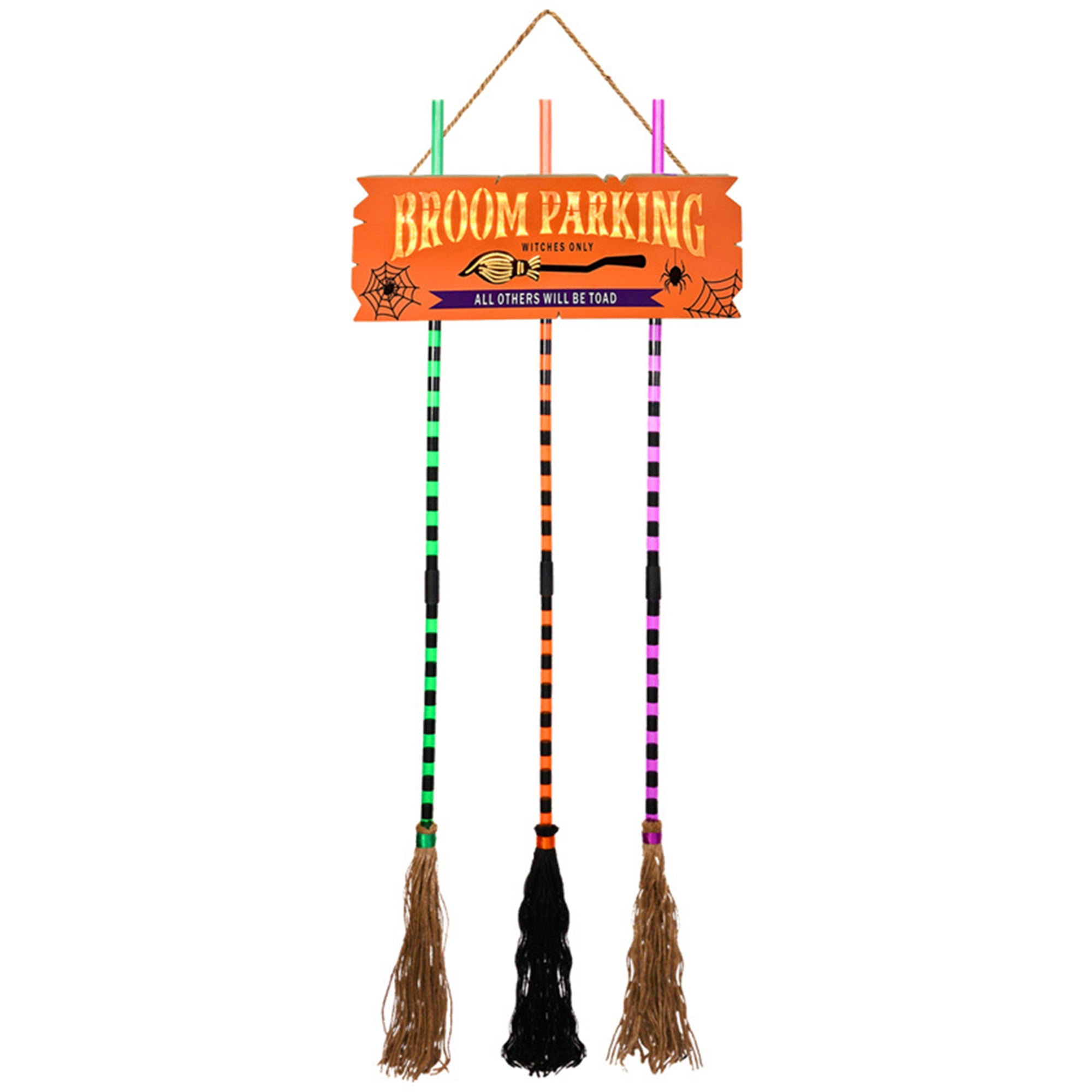 Loliuicca Lighted Halloween Broom Parking Sign with 3 Witches Brooms ...