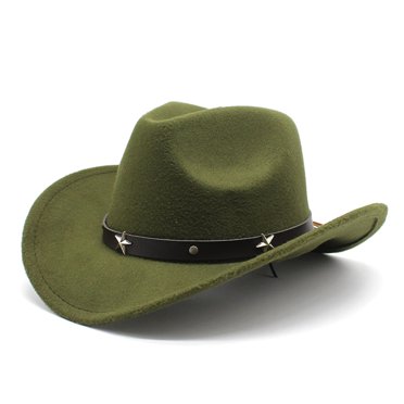 Walbest Unisex Fashion Rivet Roll Up Wide Brim Felt Western Cowboy Cowgirl Hat Sombrero Jazz Cap ...