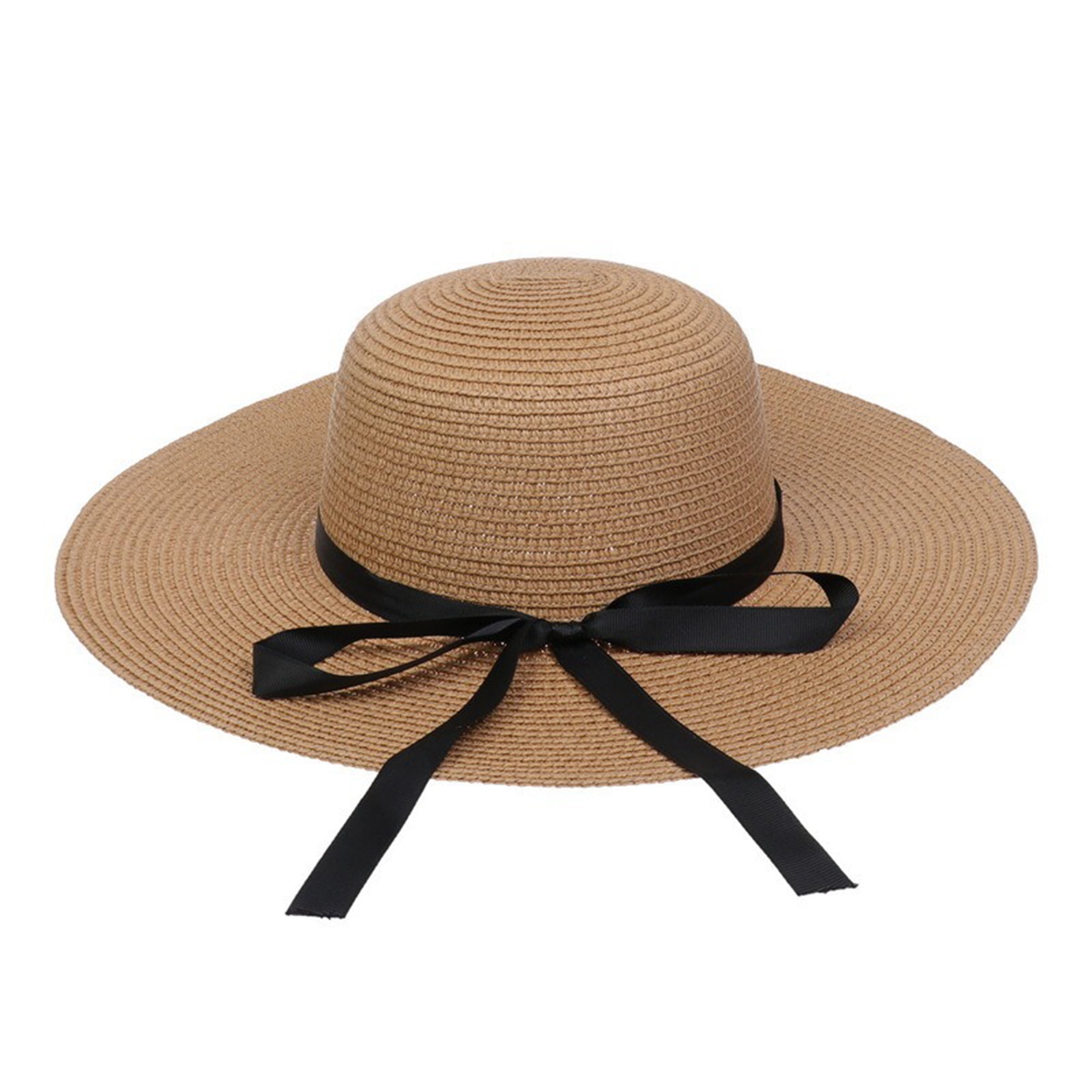 Loliuicca Women's Straw Hat Foldable Wide Brim Sun Protection Hat with ...