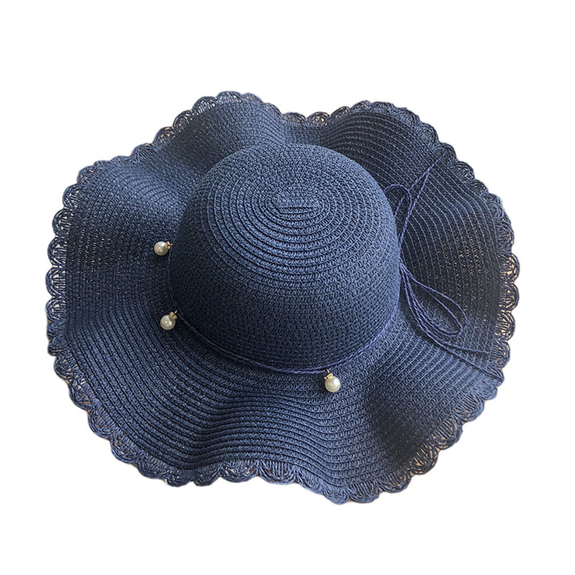 Loliuicca Women's Summer Floppy Straw Hat Scalloped Wide Brim Beach Sun ...
