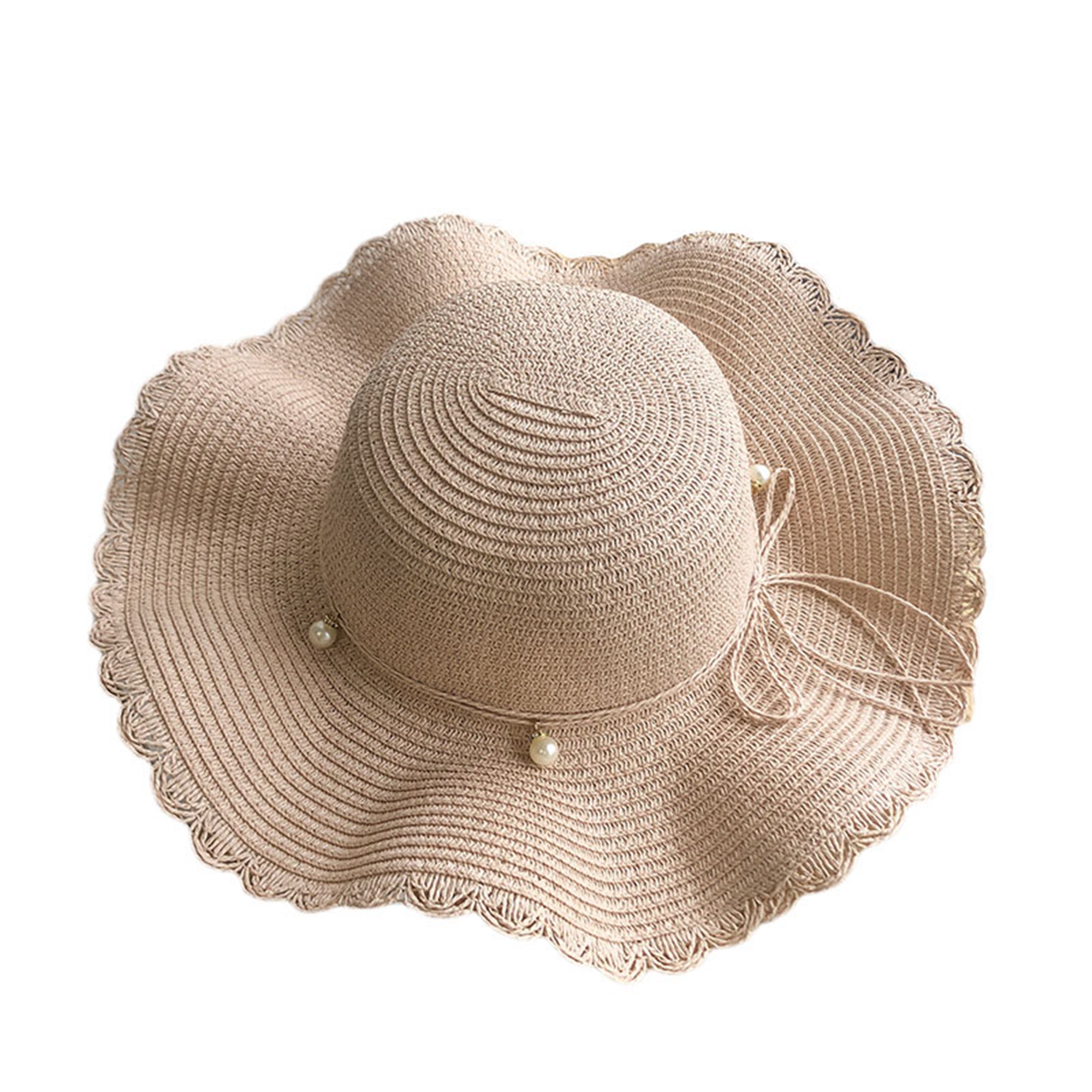 Loliuicca Women's Summer Floppy Straw Hat Scalloped Wide Brim Beach Sun ...