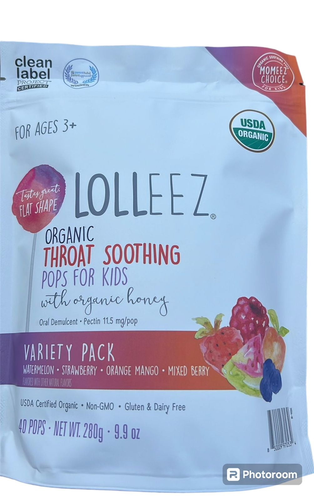 Lolleez Organic Throat Soothing Pops with Organic Honey, 9.9 Ounce (40 ...