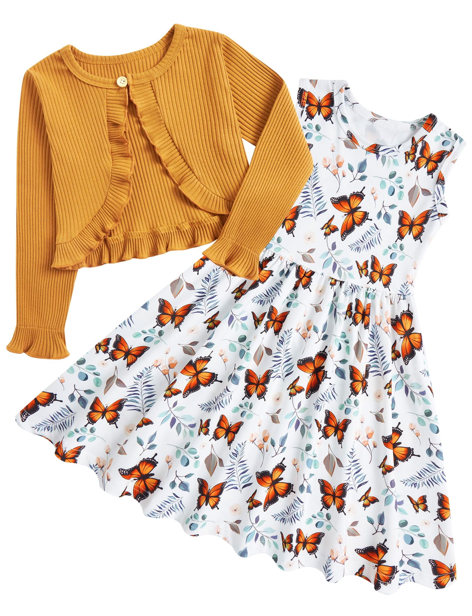 Lollipie Toddler Girl Sleeveless Dresses and Long Sleeve Ruffle ...