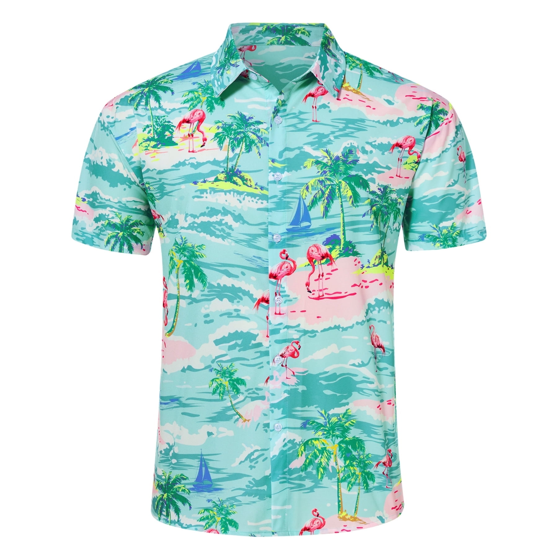 Lollipie Hawaiian Shirt for Men Summer Beach Casual Short Sleeve Button ...