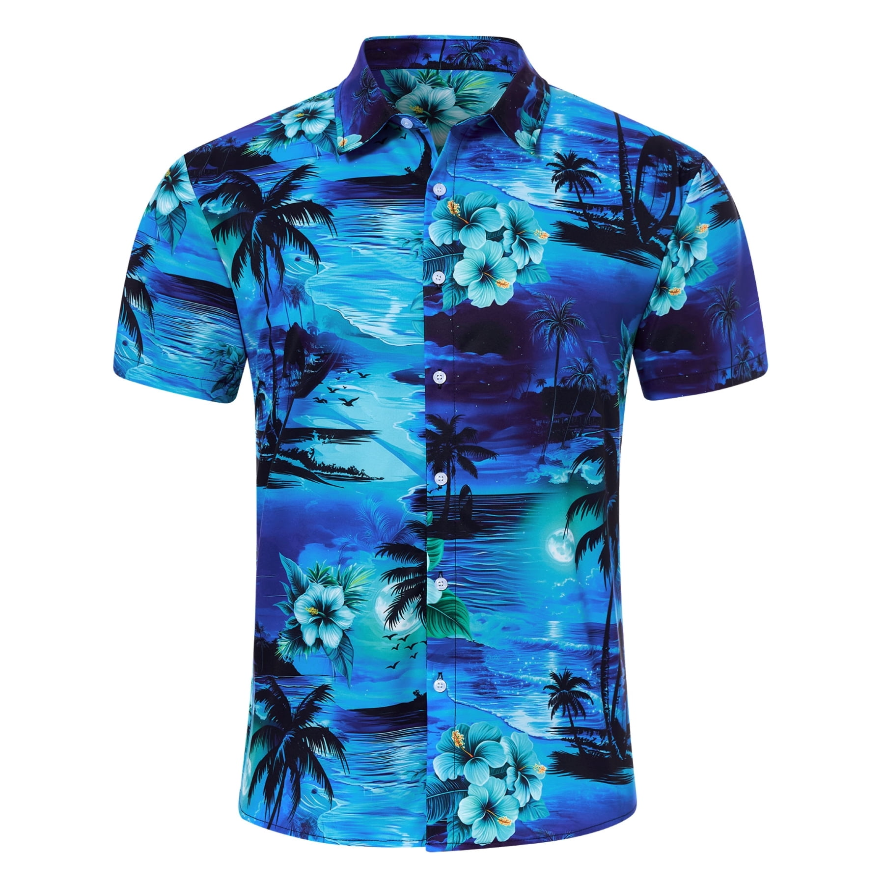 Lollipie Hawaiian Shirt for Men Summer Beach Casual Short Sleeve Button ...