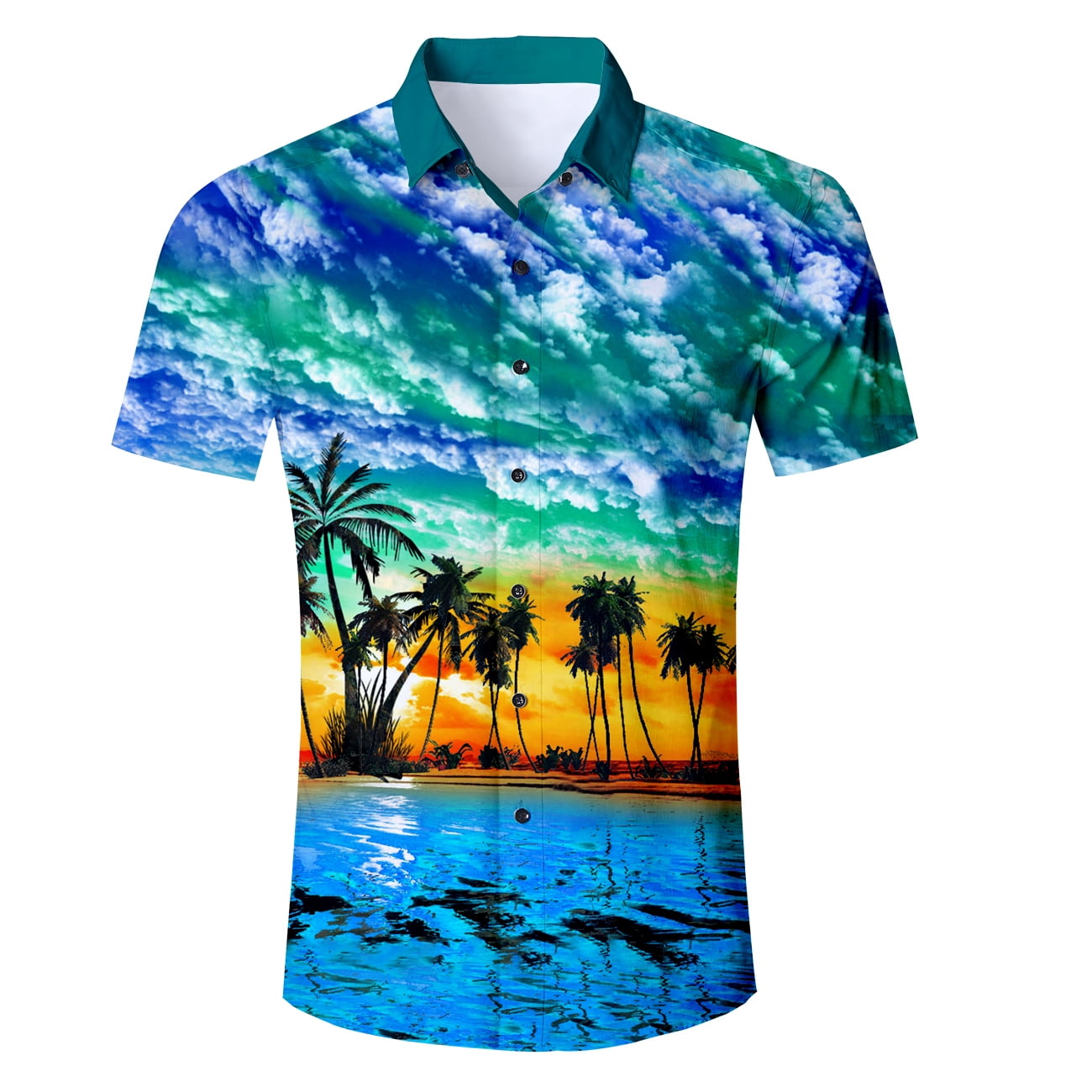Lollipie Hawaiian Shirt for Men, Tropical Beach Floral Pineapple ...